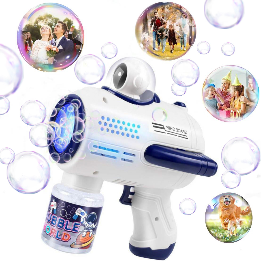Wisairt Bubble Machine,80 Holes Bubble Blowing Toys with Replaceable ...
