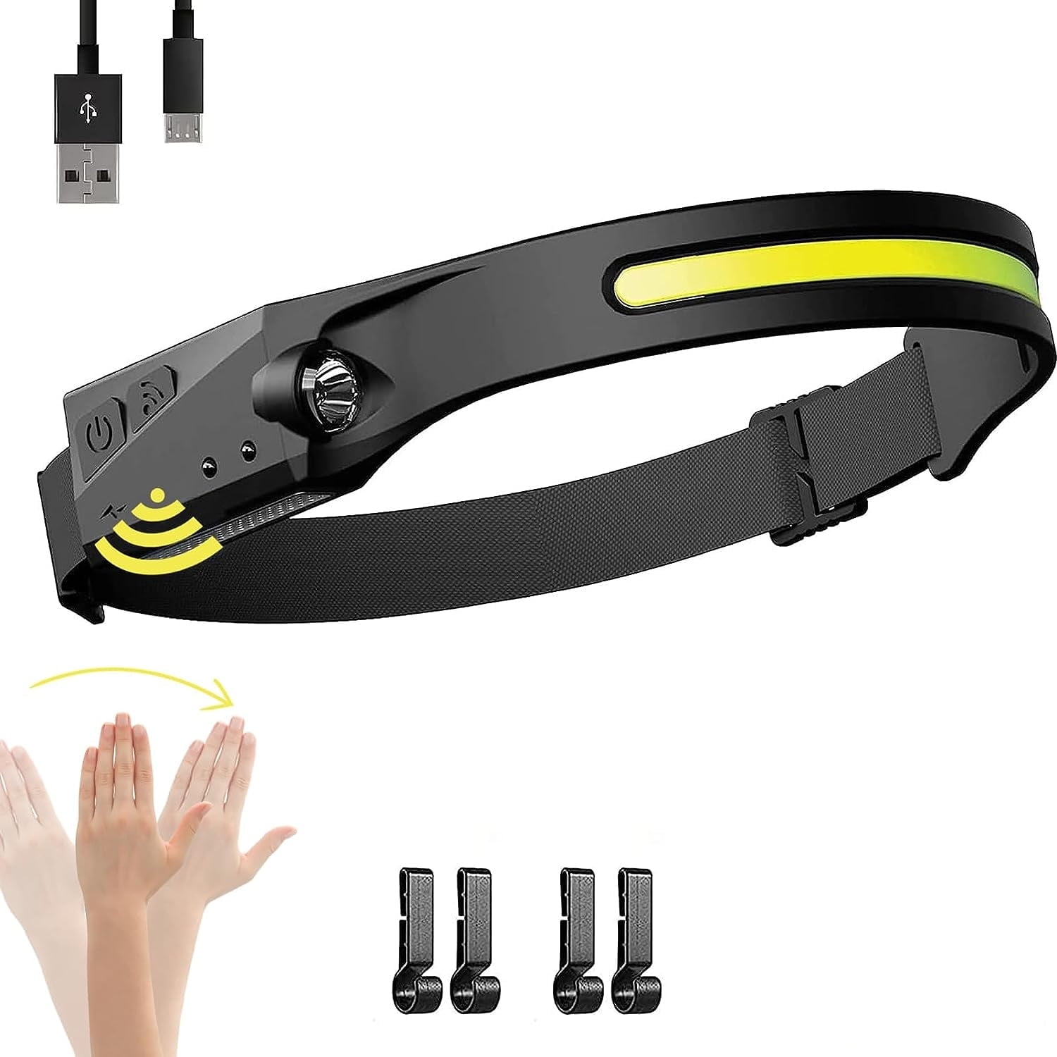Sevenlady LED Headlamp, Rechargeable Headlamp Flashlight, Motion Sensor ...
