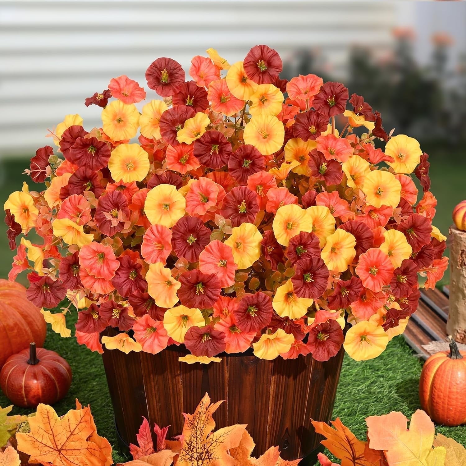 Yastouay 14 Bundles Artificial Mums for Outdoors,Fake Mums for Home ...