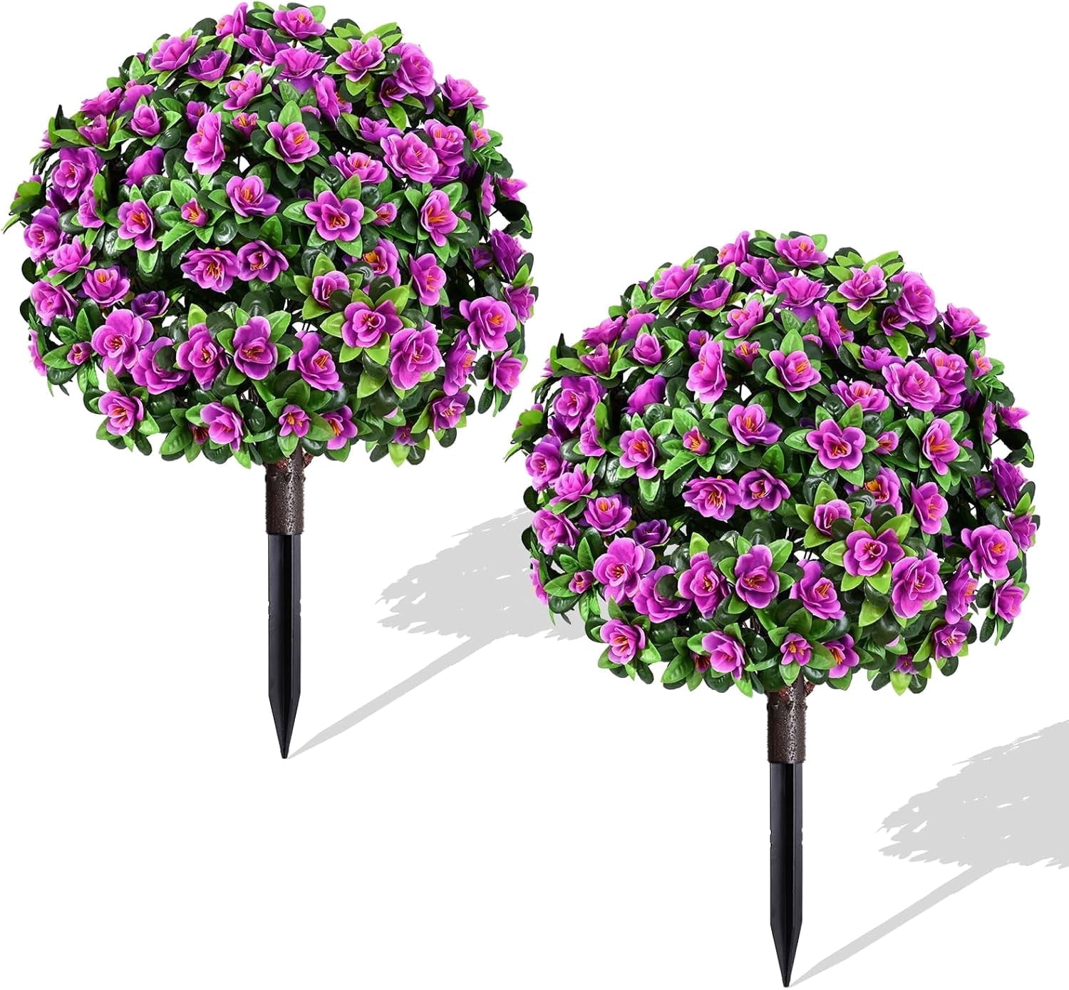 Yastouay 2 Pack Artificial Flowers Topiary with Ground Spikes Fake ...