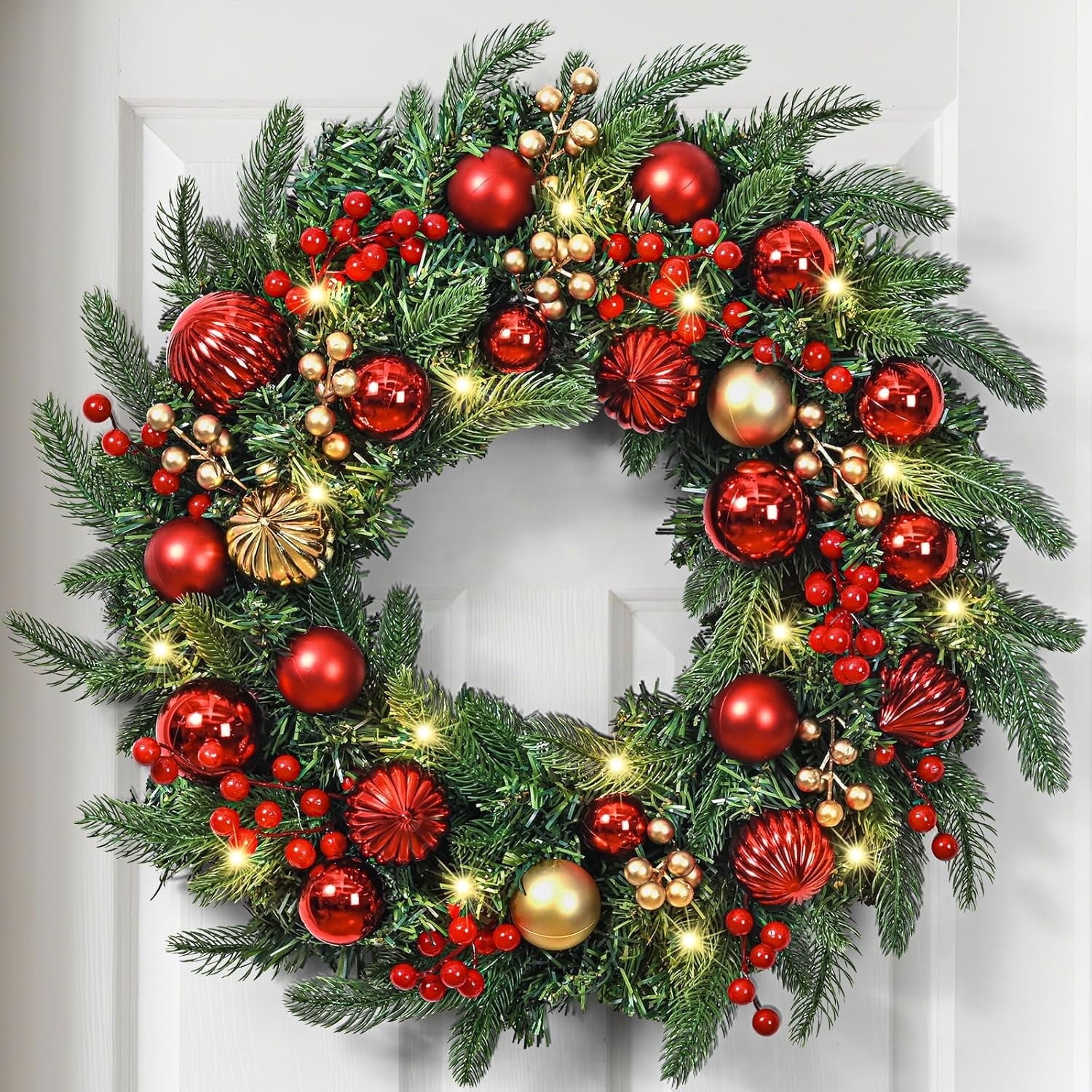 Yastouay 20 inch Christmas Wreaths for Front Door, Christmas ...