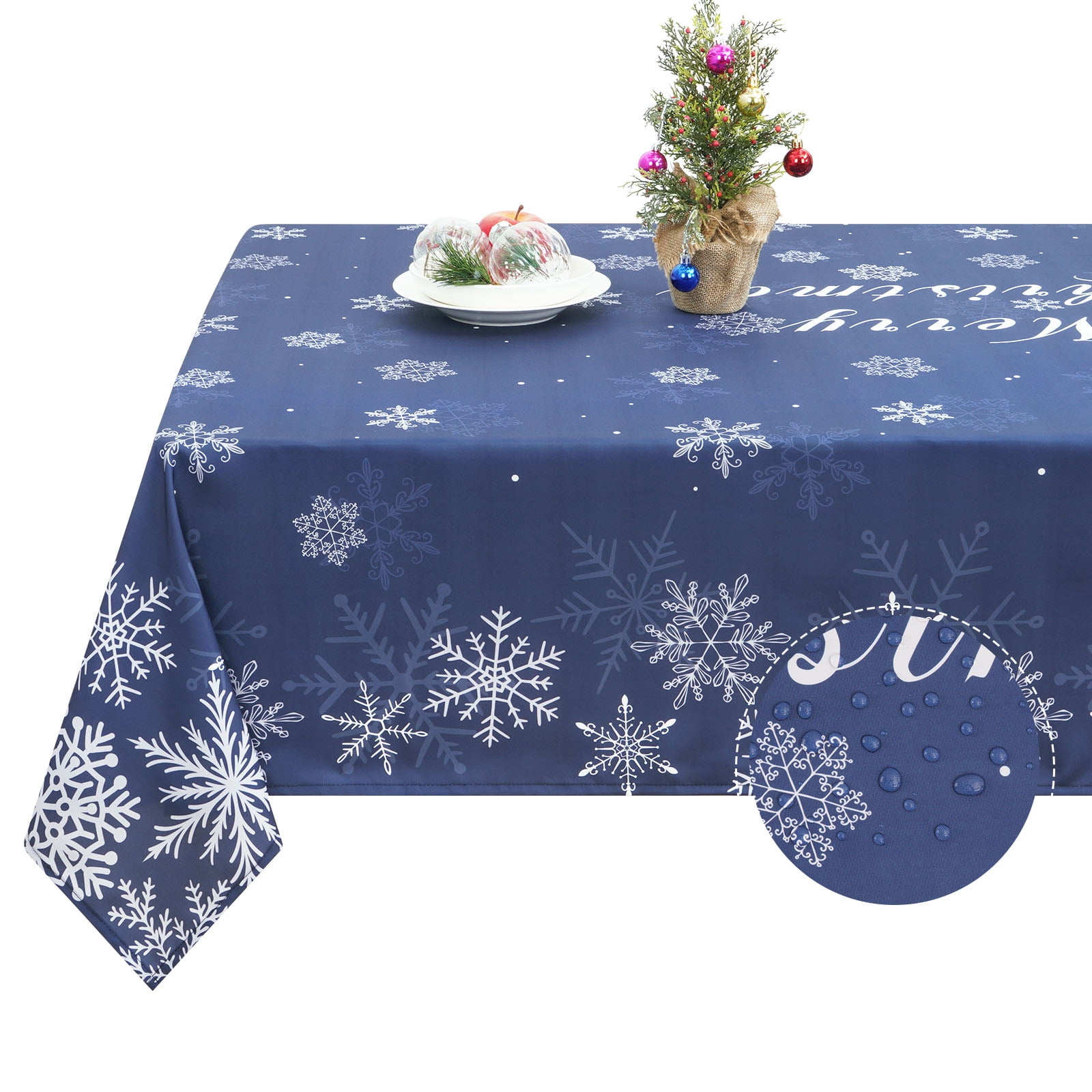 Sevenstars Christmas Tablecloth Blue Snowflake Table Cloth Xmas ...