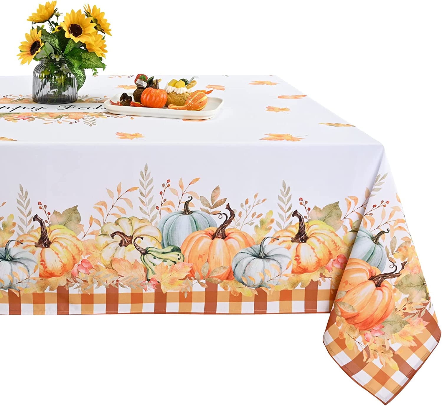 "Sevenstars Seasonal Fall Tablecloth, Rectangular Pumpkin & Leaf Design ...