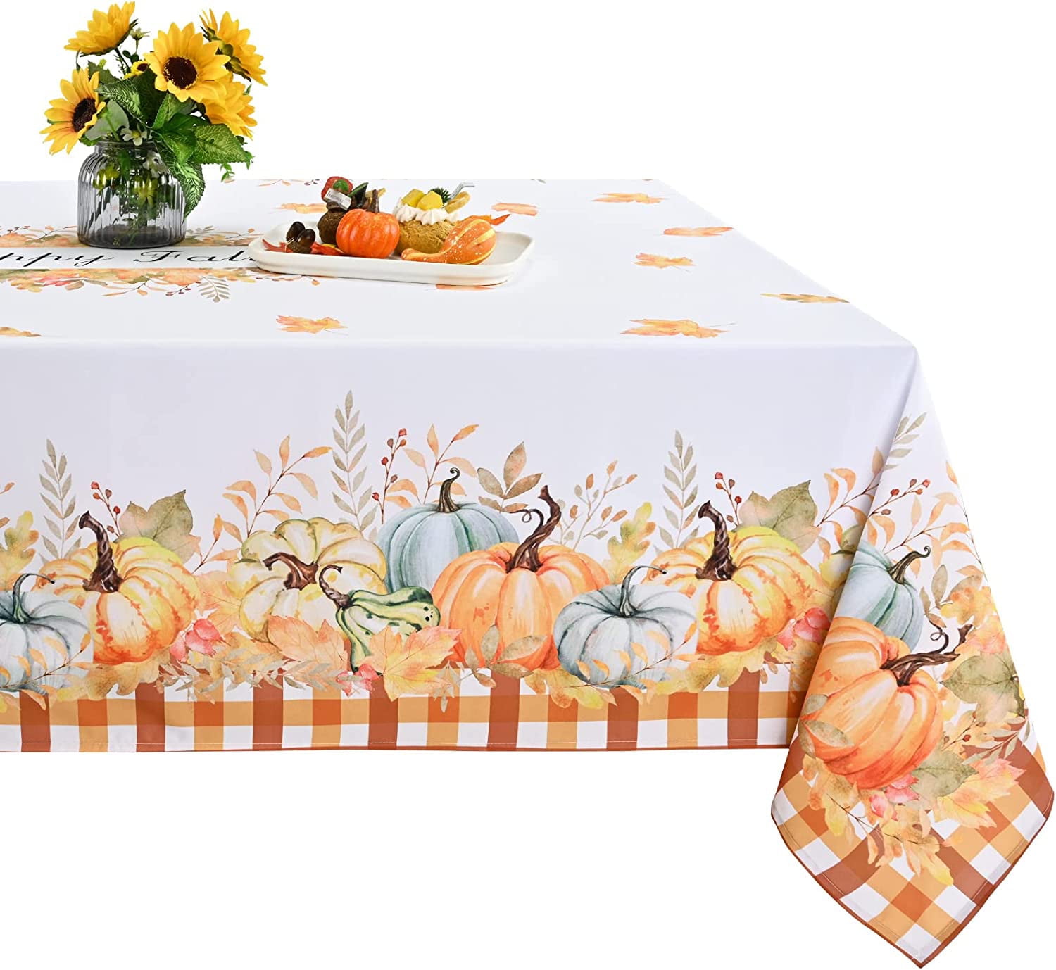 Sevenstars Fall Tablecloth Pumpkin Thanksgiving Table Cloth Plaid ...