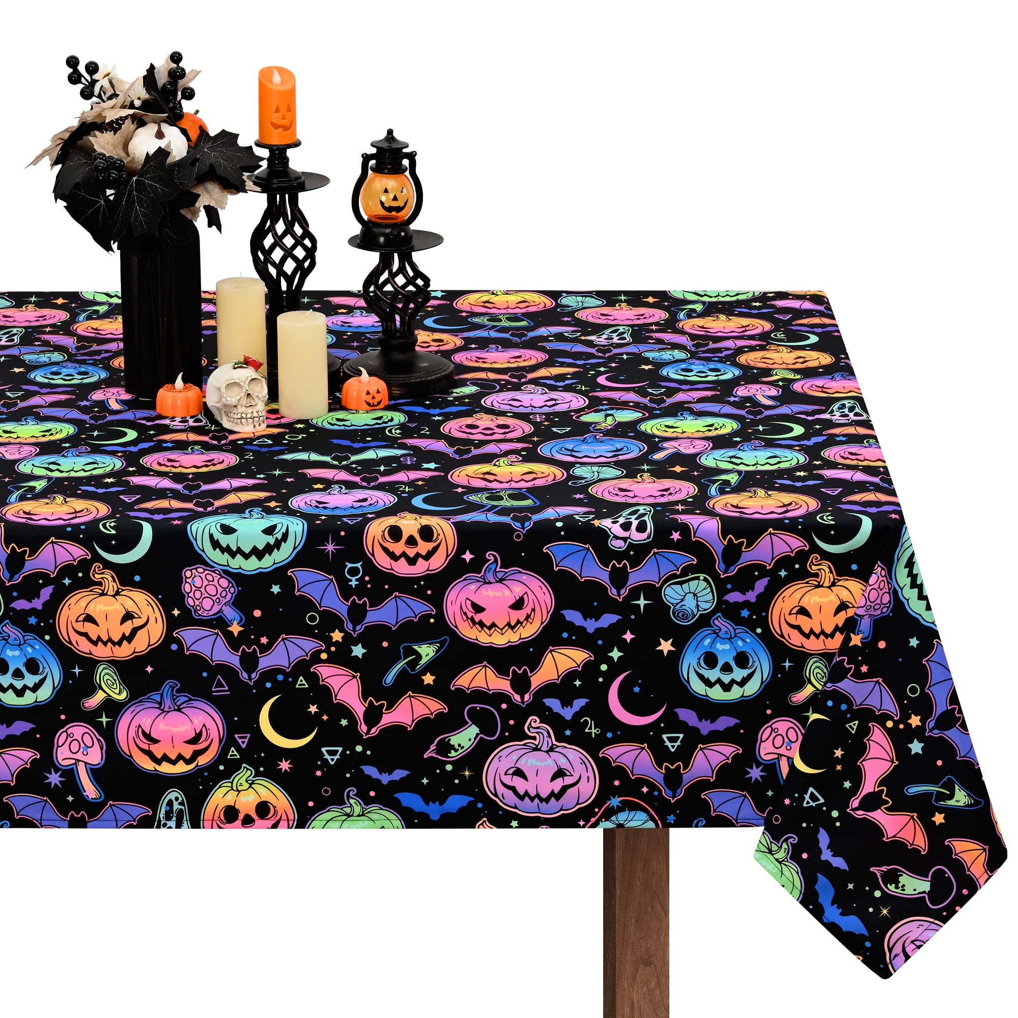 Sevenstars Halloween Tablecloth Blacklight Pumpkin Table Cloth ...