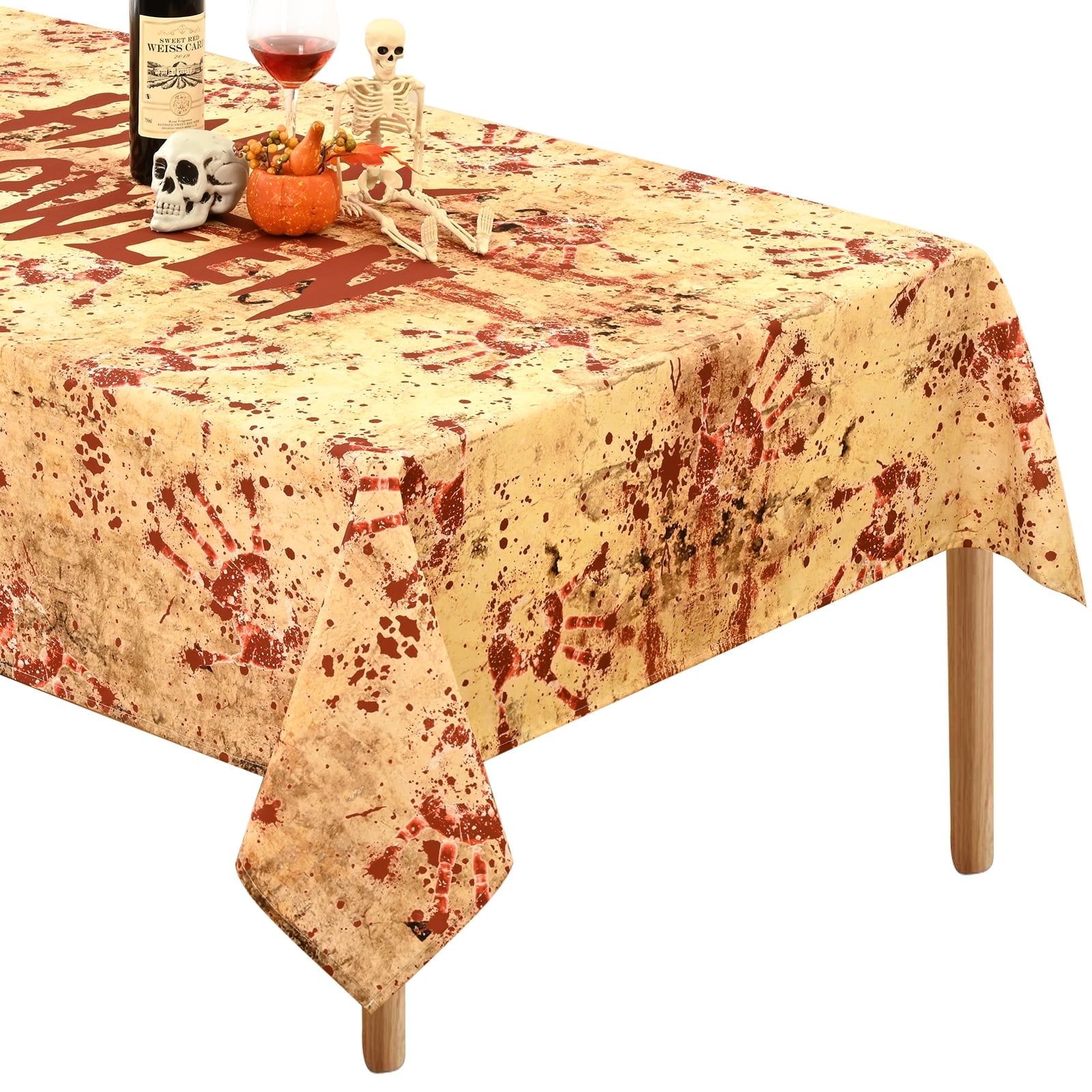 Sevenstars Halloween Tablecloth Bloody Handprint Table Cloth Vintage ...