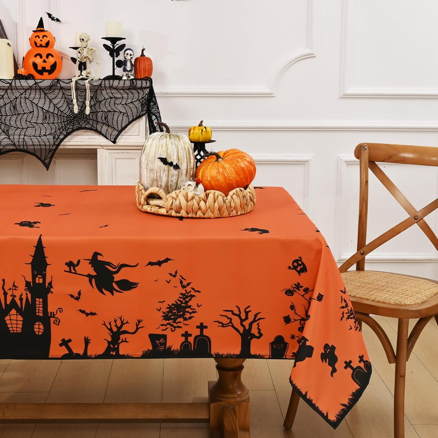 Sevenstars Halloween Tablecloth Magic Castle Table Cloth Orange ...