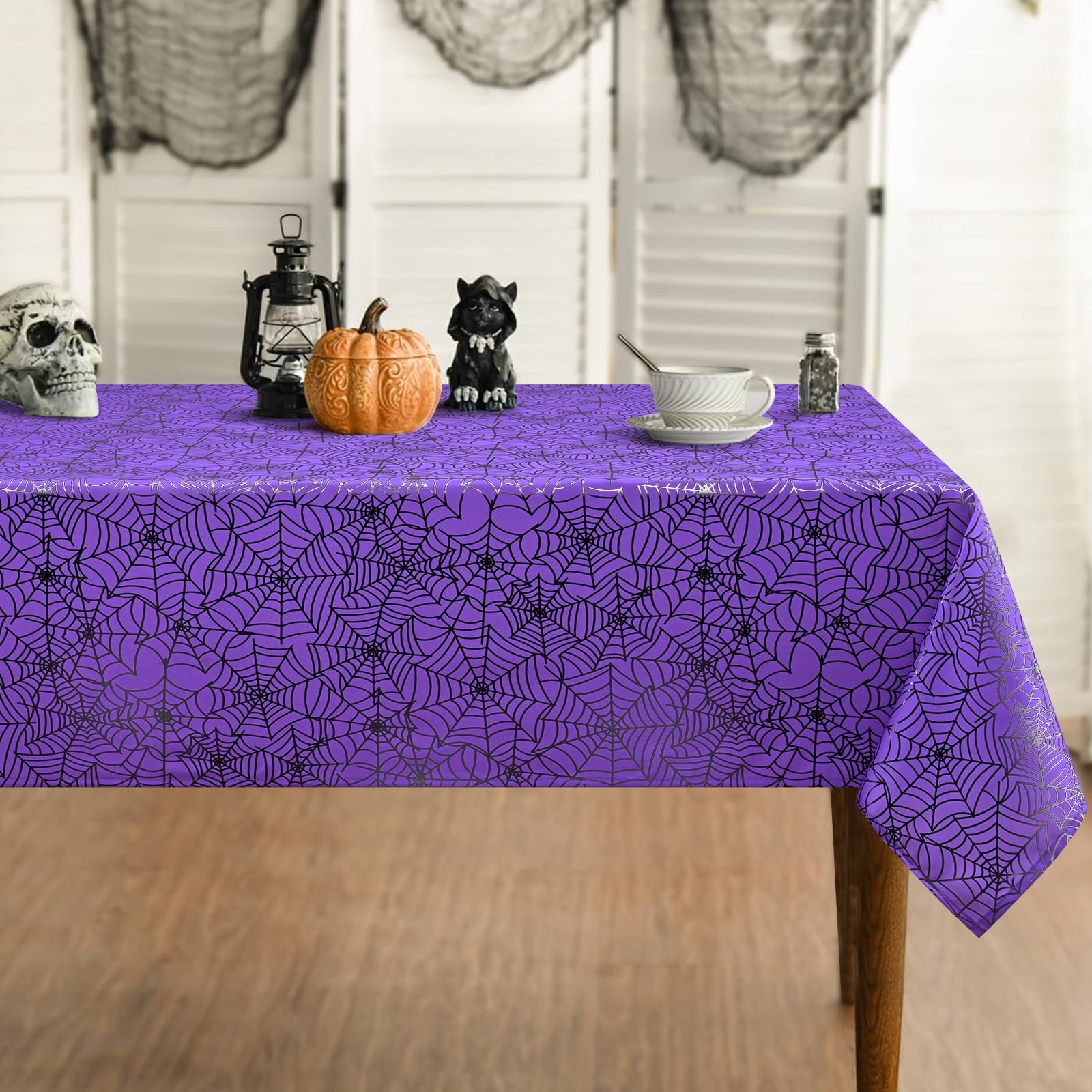 Sevenstars Halloween Tablecloth Spider Web Tablecloth Purple Rectangle ...