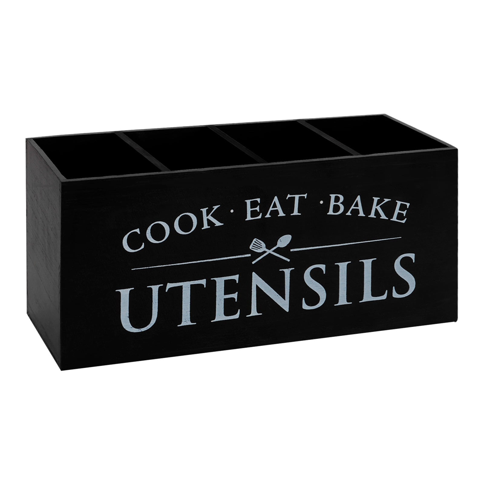 Sevenstars Large Kitchen Utensils Holder with 4 Compartments Black ...