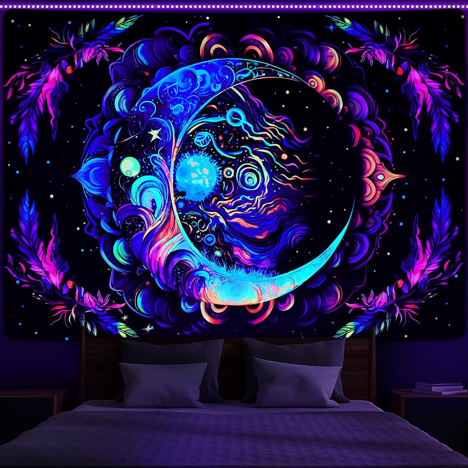TWINNIS Blacklight Mushroom Tapestry Wall Tapestry Monster Tapestry ...