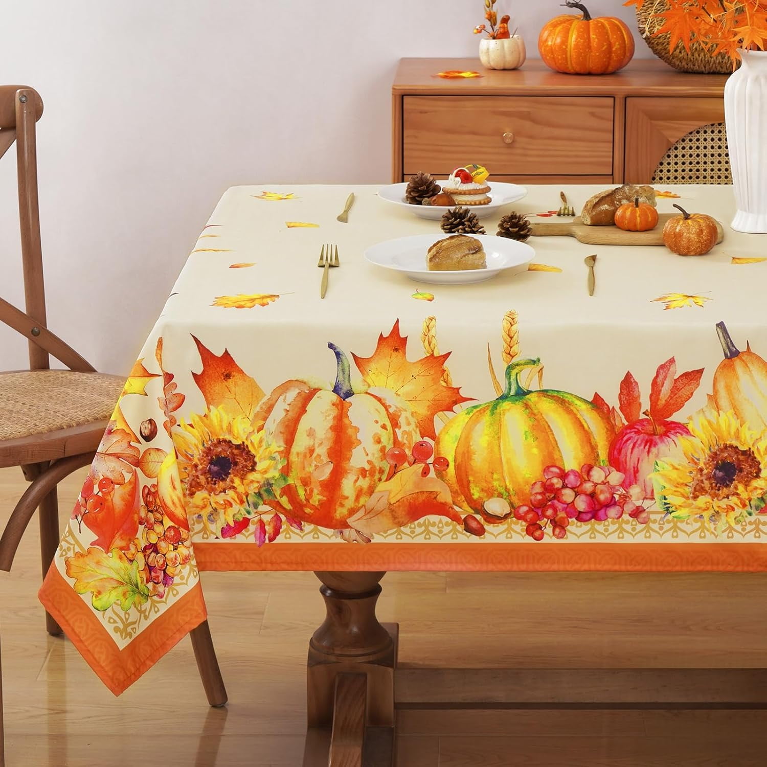Sevenstars Orange Fall Tablecloth Pumpkin Thanksgiving Table Cloth ...
