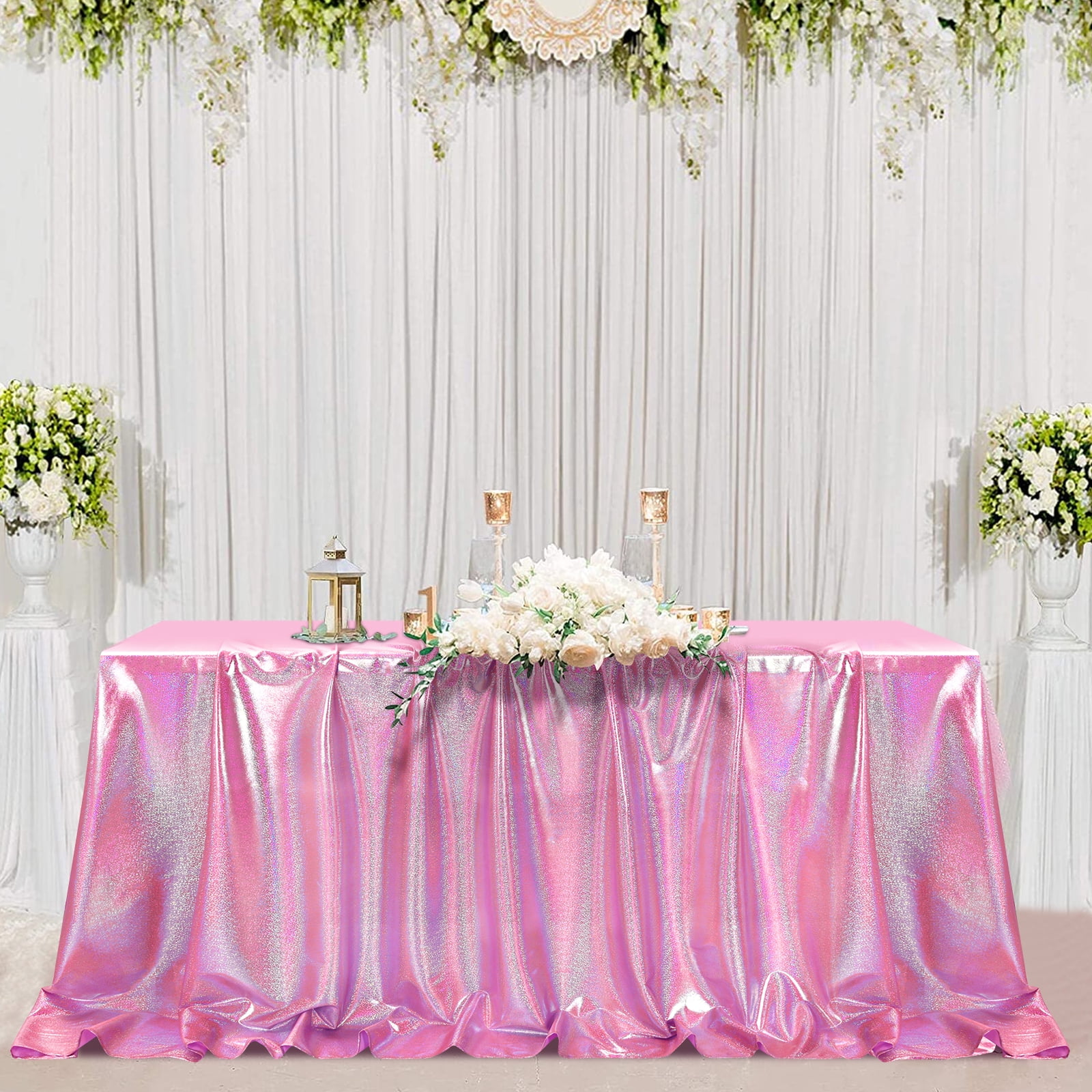 Sevenstars Pink Sequin Tablecloth Sparkly Table Cloth Laser Rectangle ...