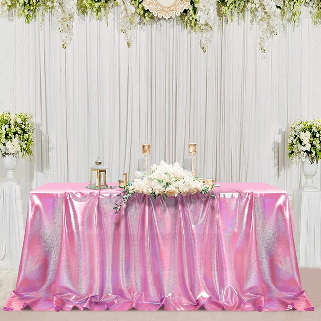 Sevenstars Pink Sequin Tablecloth Sparkly Table Cloth Laser Rectangle ...