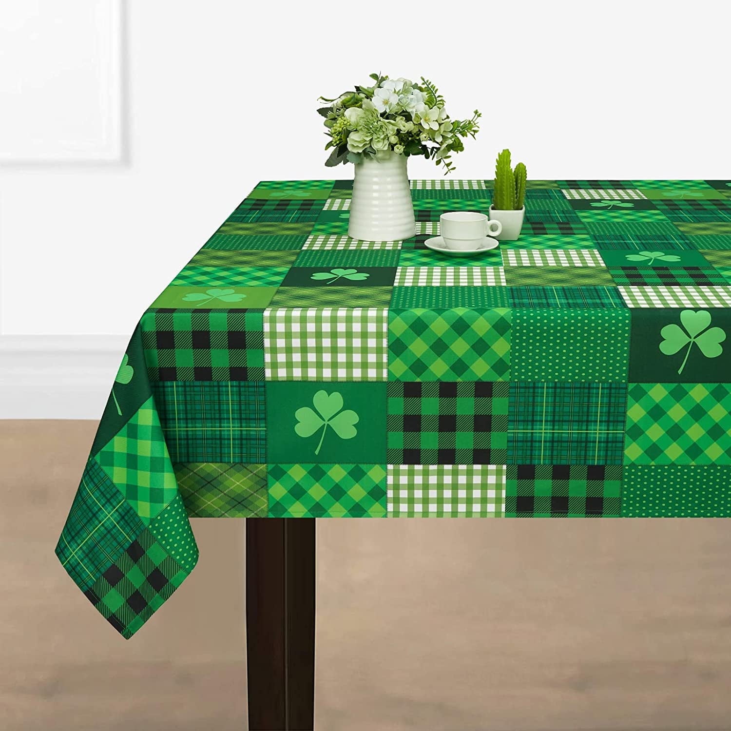 Sevenstars St Patrick's Day Tablecloth Green Buffalo Plaid Table Cloth ...
