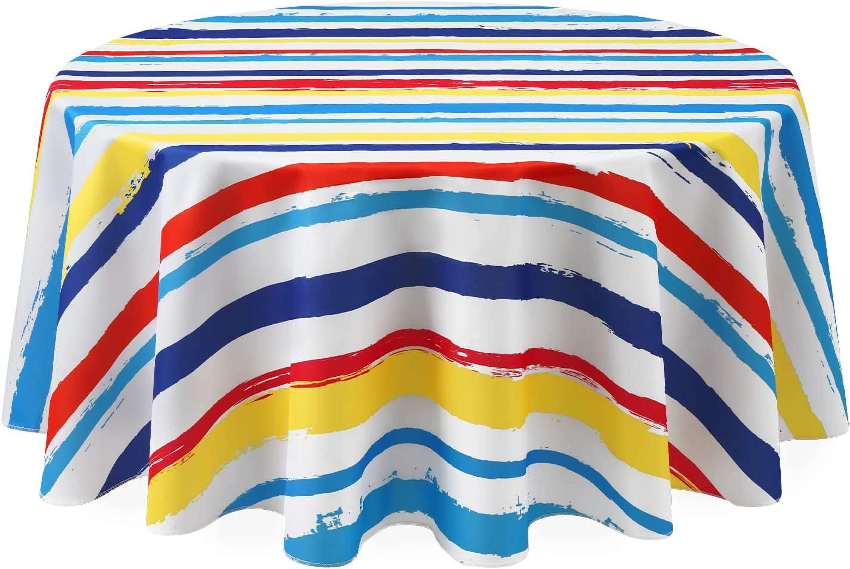 Sevenstars Summer Round Tablecloth Colorful Stripe Table Cloth ...