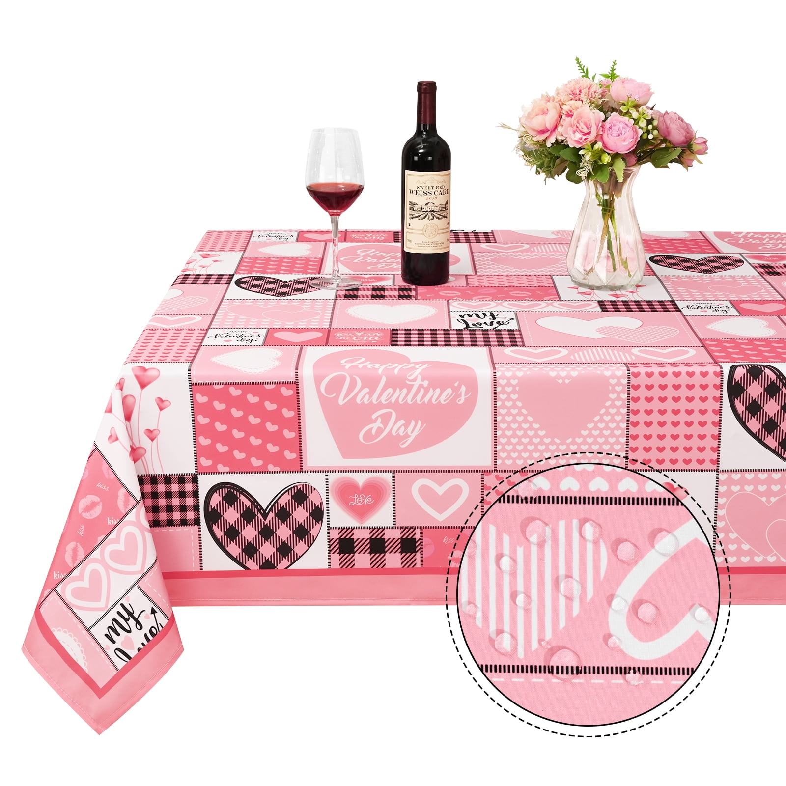 Sevenstars Valentine's Day Tablecloth Pink Buffalo Plaid Rectangle ...