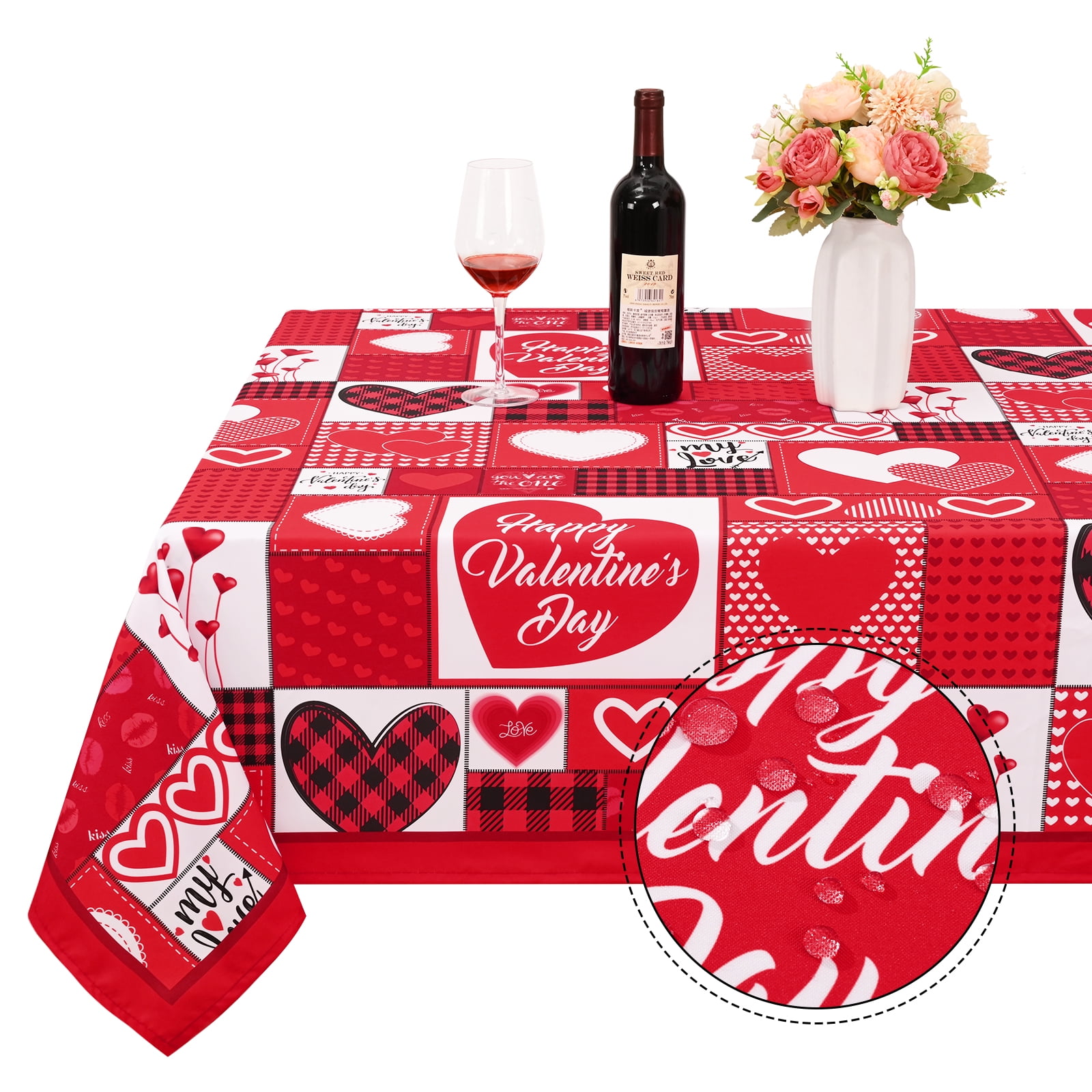 Sevenstars Valentine's Day Tablecloth Red Buffalo Plaid Square Table ...