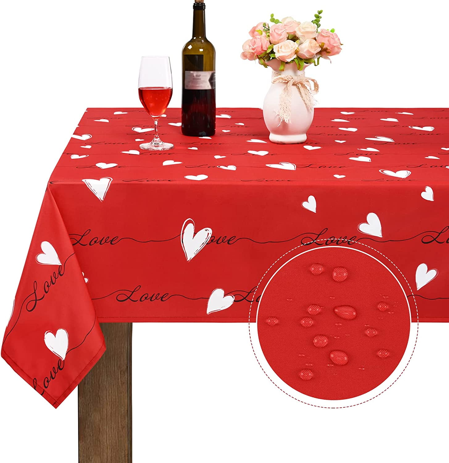 Sevenstars Valentine's Day Tablecloth Red Love Heart Rectangle Table ...