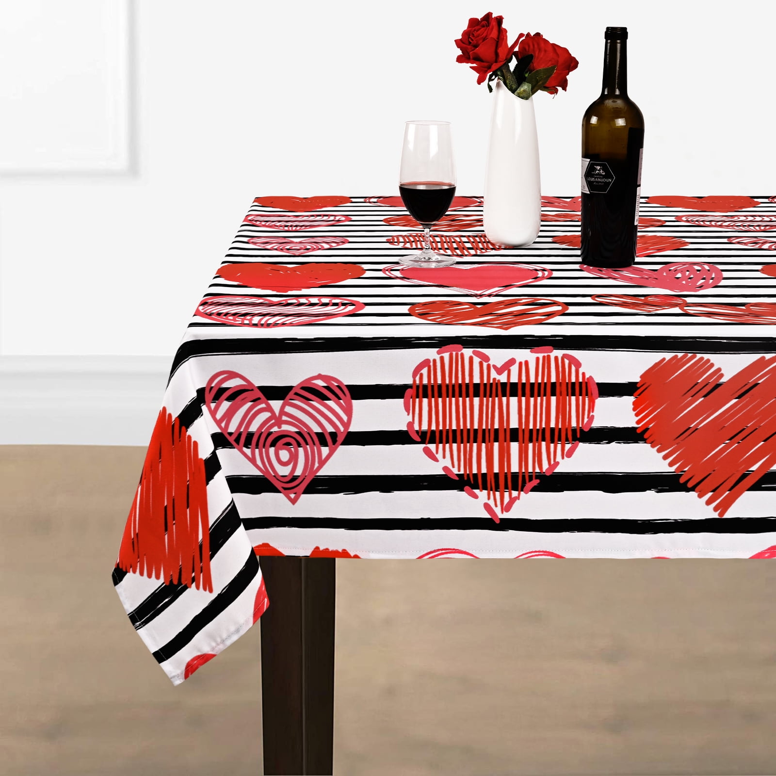 Sevenstars Valentines Day Tablecloth Love Heart Rectangle Table Cover ...