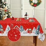 Smile Holiday Dining Tablecloth, 60 Inch Round, Red Xmas Decor with ...