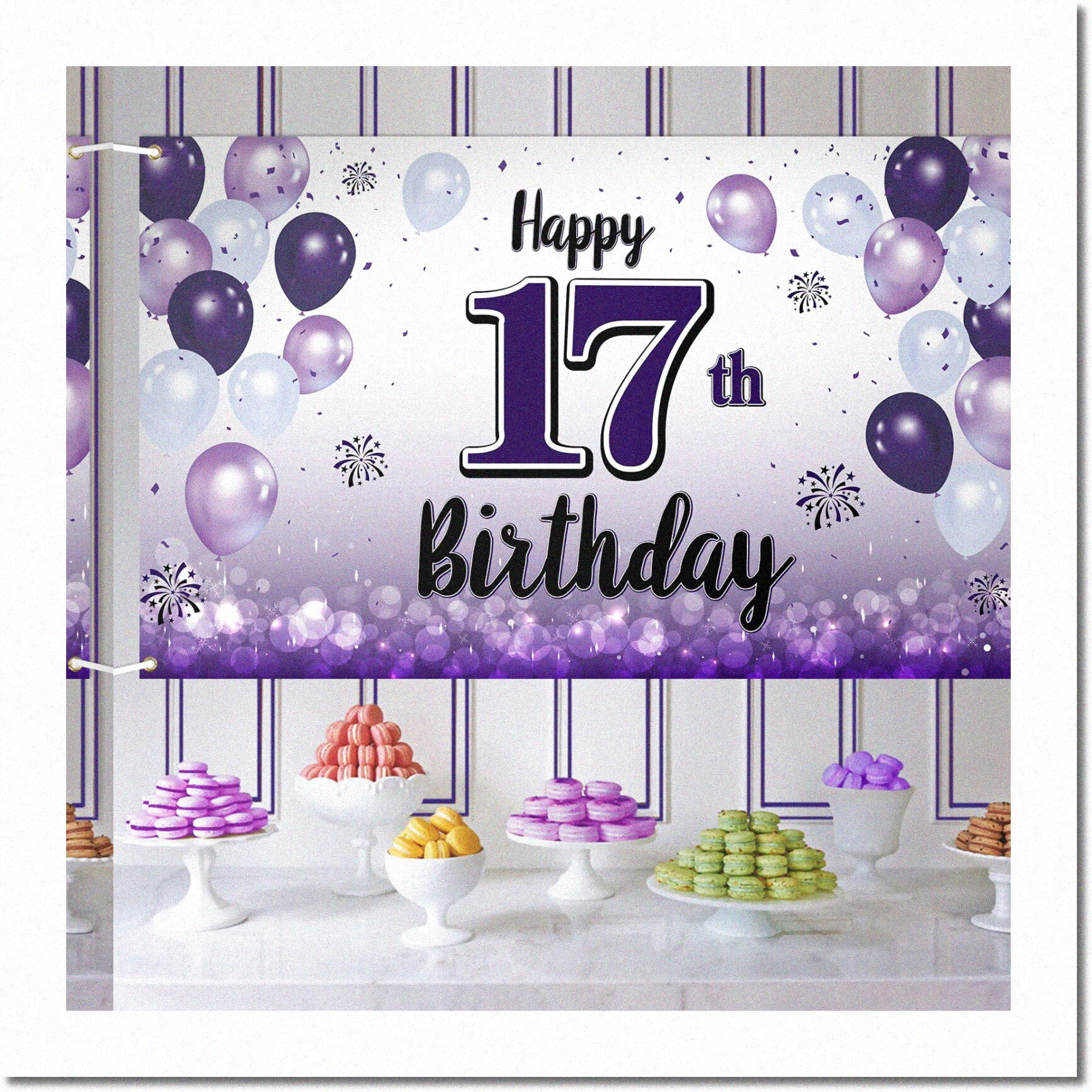 Seventeen Cheers Purple Banner - 17th Birthday Party Decorations ...