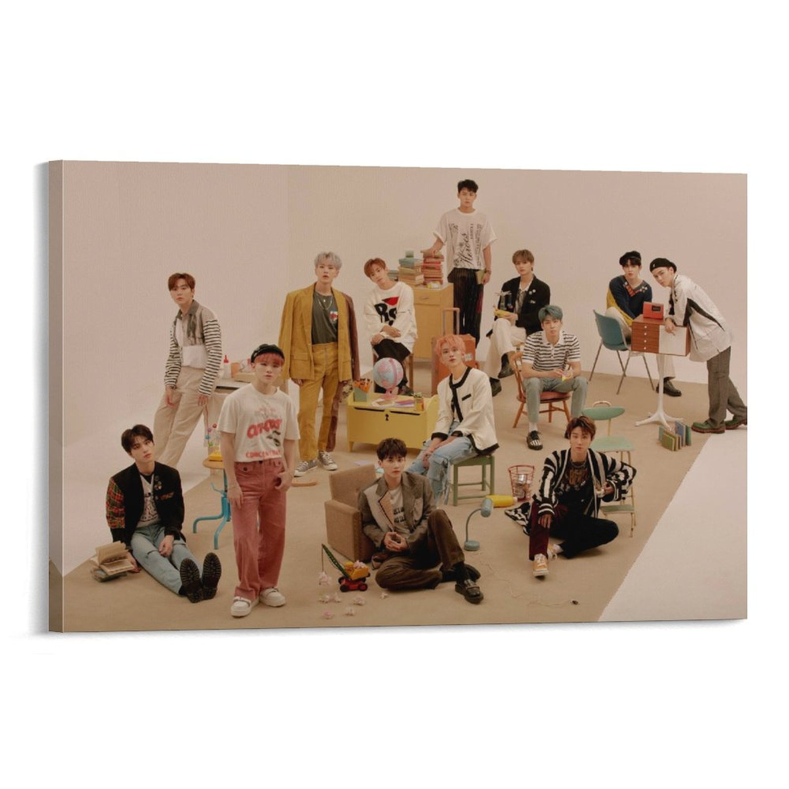 Seventeen K-pop South Korean Boy Band Posters Wall Art Painting Canvas ...