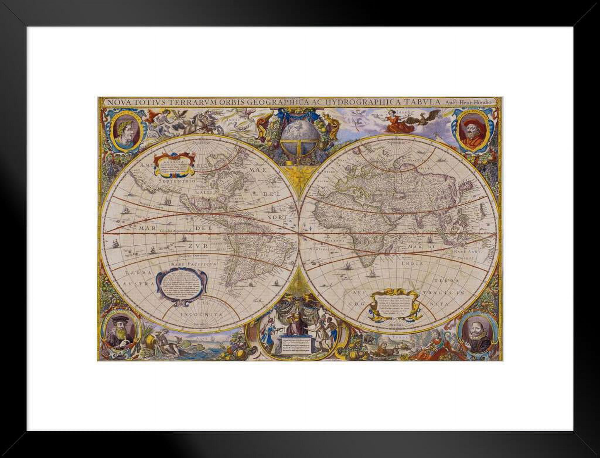 Seventeenth Century World Antique Style Map Travel World Map with ...