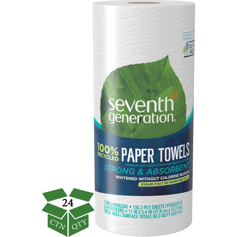 Seventh Generation 100% Recycled Paper Towel Rolls, 2-Ply, 11 x 5.4 ...