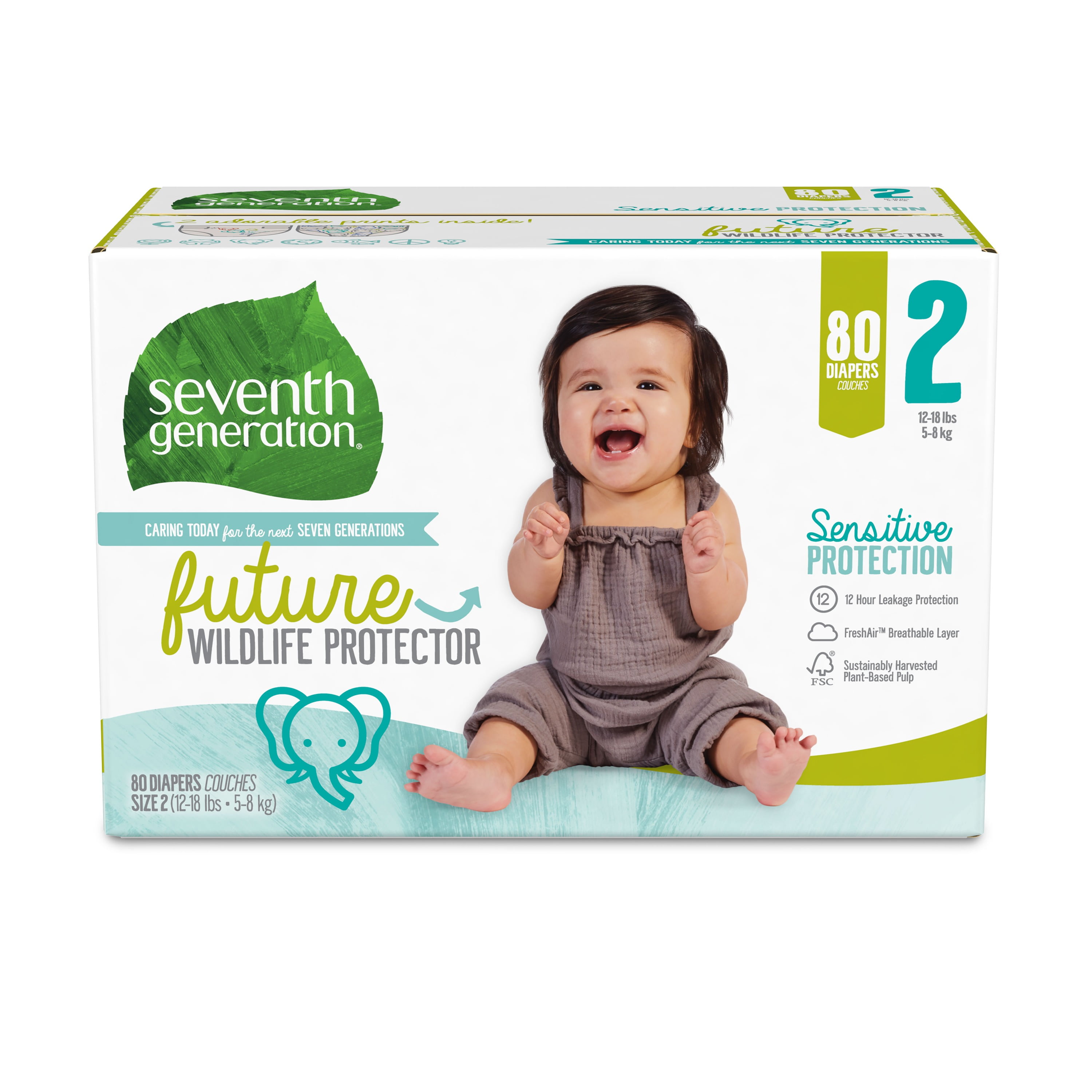Seventh Generation Baby Diapers Sensitive Protection Free & Clear ,Size ...