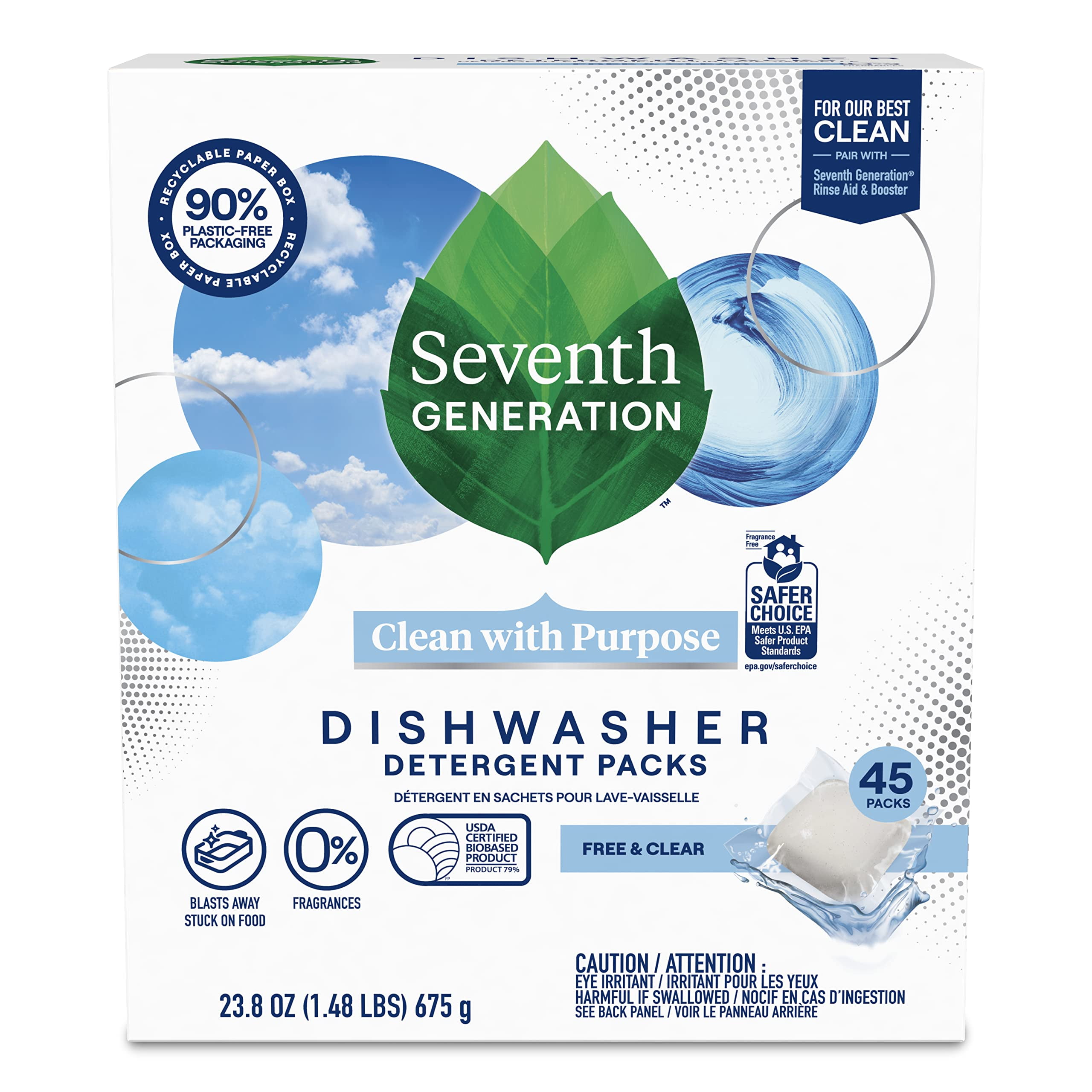 Seventh Generation Dishwasher Detergent Packs, Blasts Away Stuck-On ...