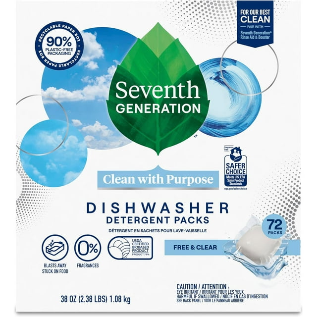 Seventh Generation Dishwasher Washing Pods, Unscented Auto Power Pacs ...