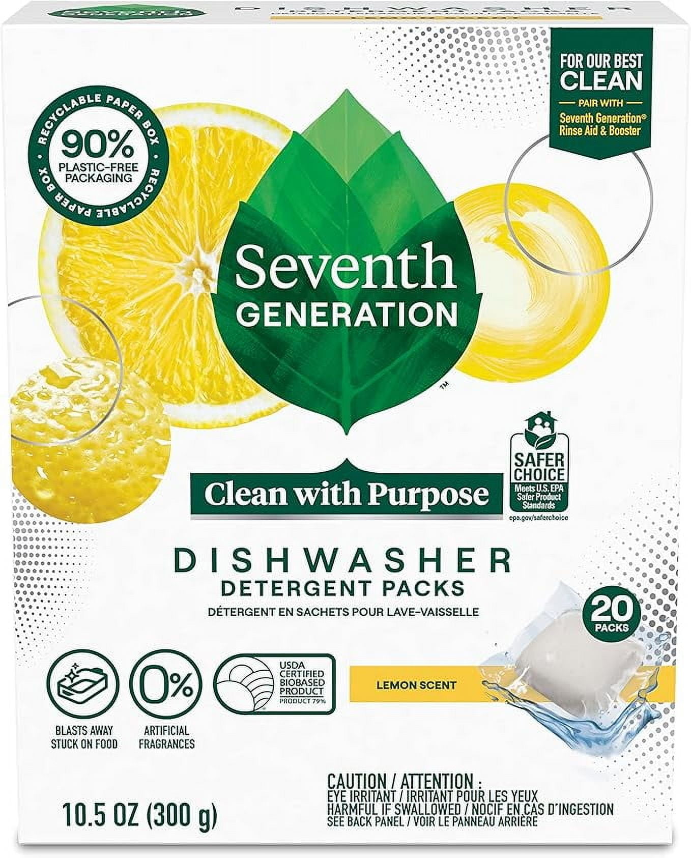 Seventh Generation Dishwasher Detergent Pods, Lemon Scent, Blasts Away ...