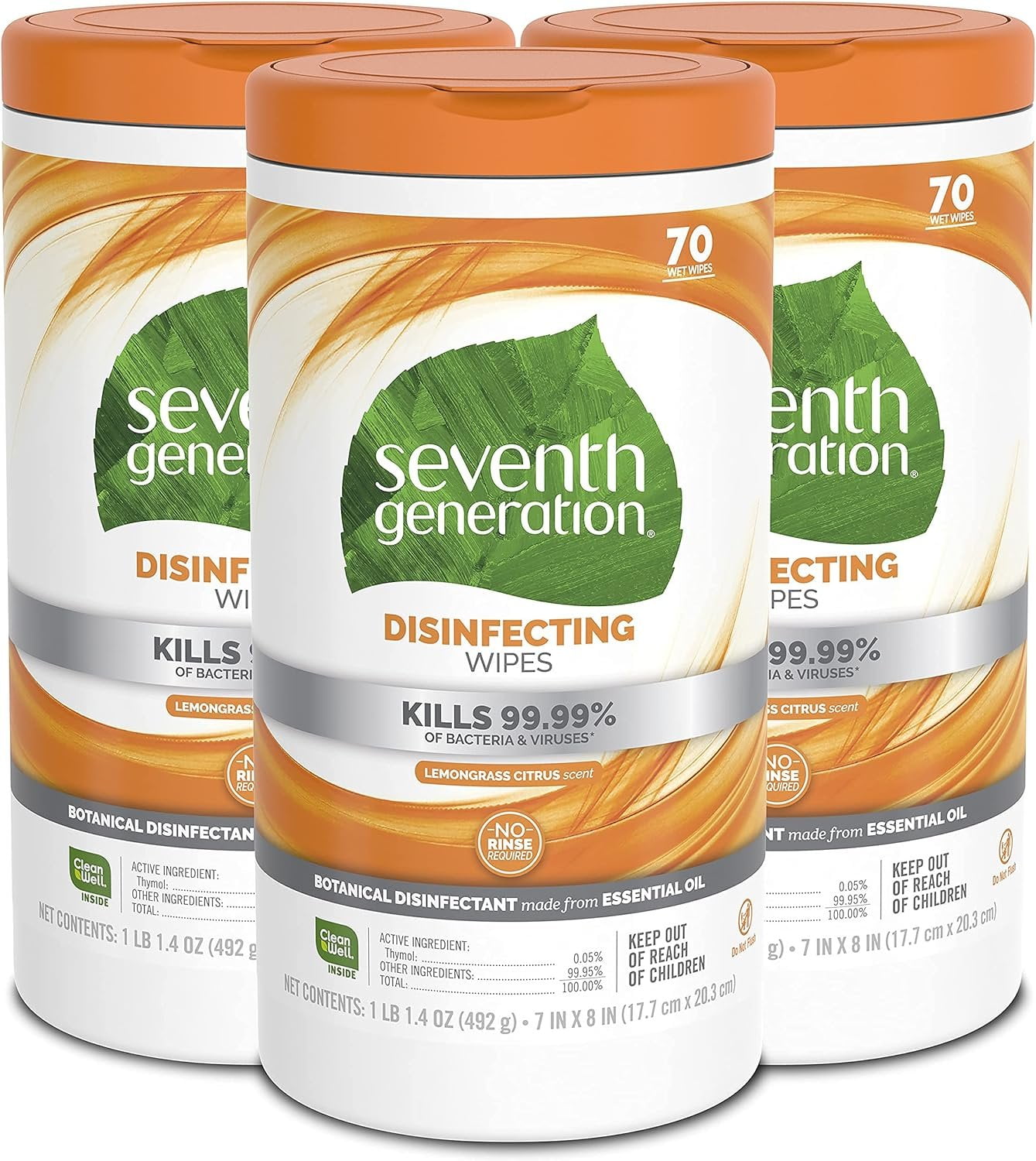 Seventh Generation Disinfecting Multi-Surface Wipes, Lemongrass Citrus ...