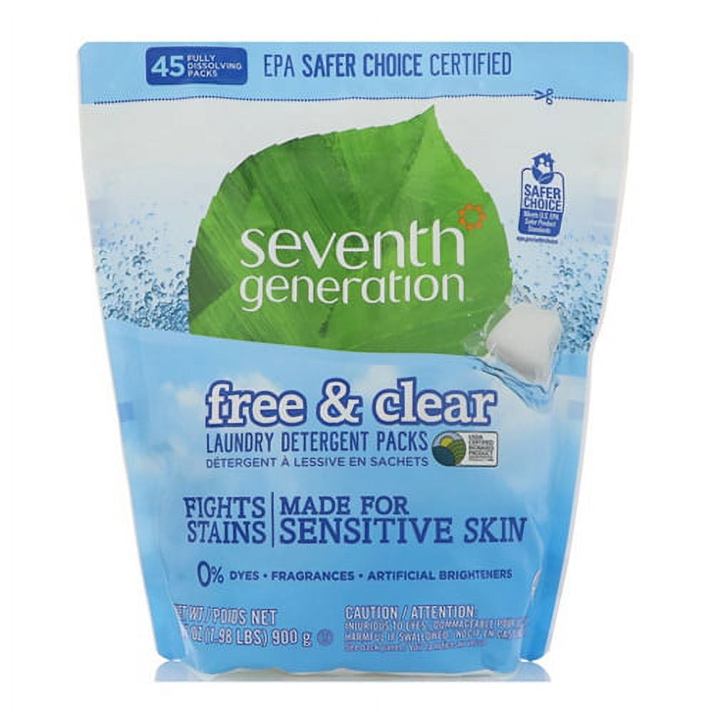 Seventh Generation Free And Clear Laundry Detergent Packs, 45 Ea ...