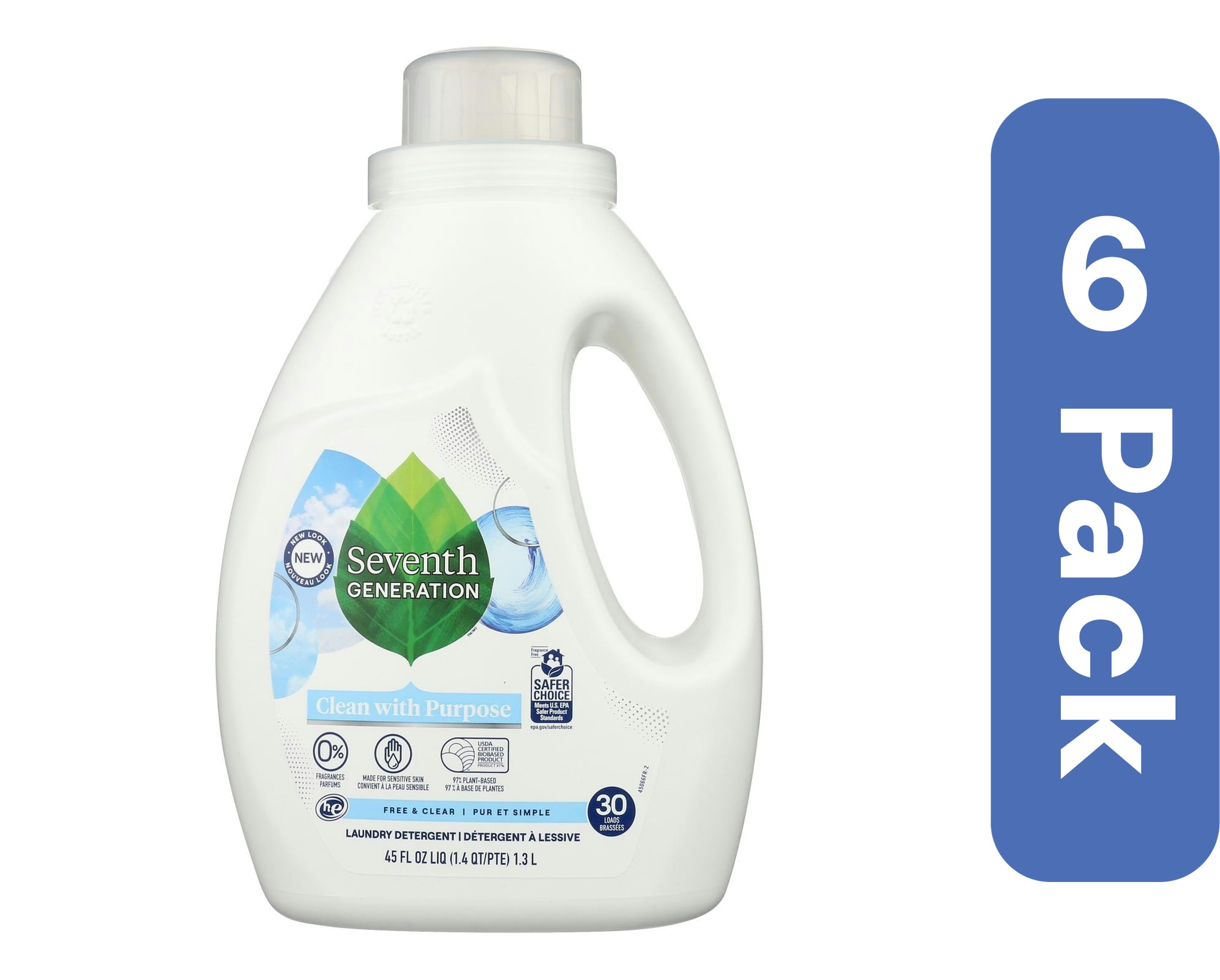 Seventh Gen Free & Clear 6x45oz - Fabric care for retail - Walmart ...