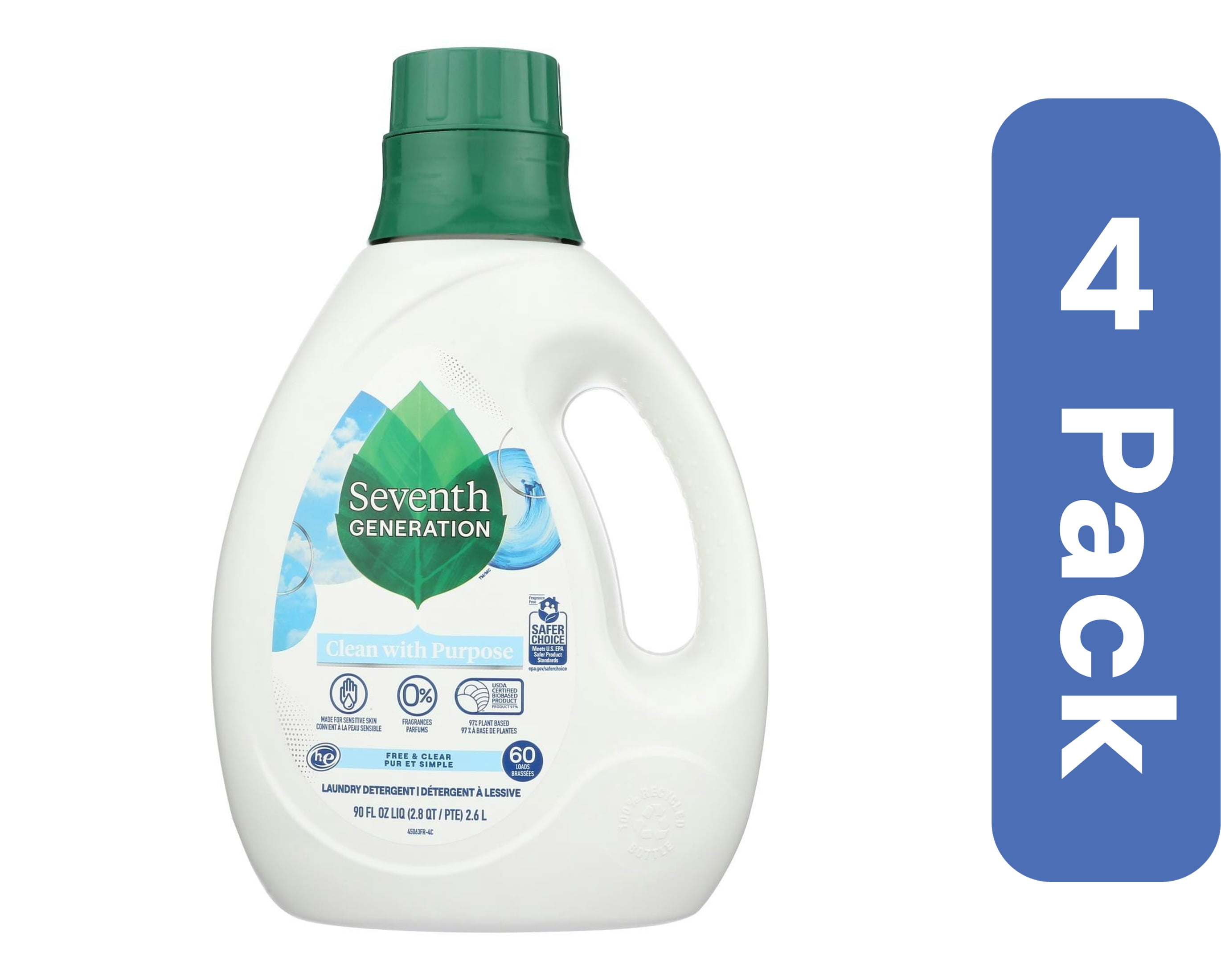 Seventh Generation Free & Clear Liquid Laundry Detergent 90 fl Ounce ...