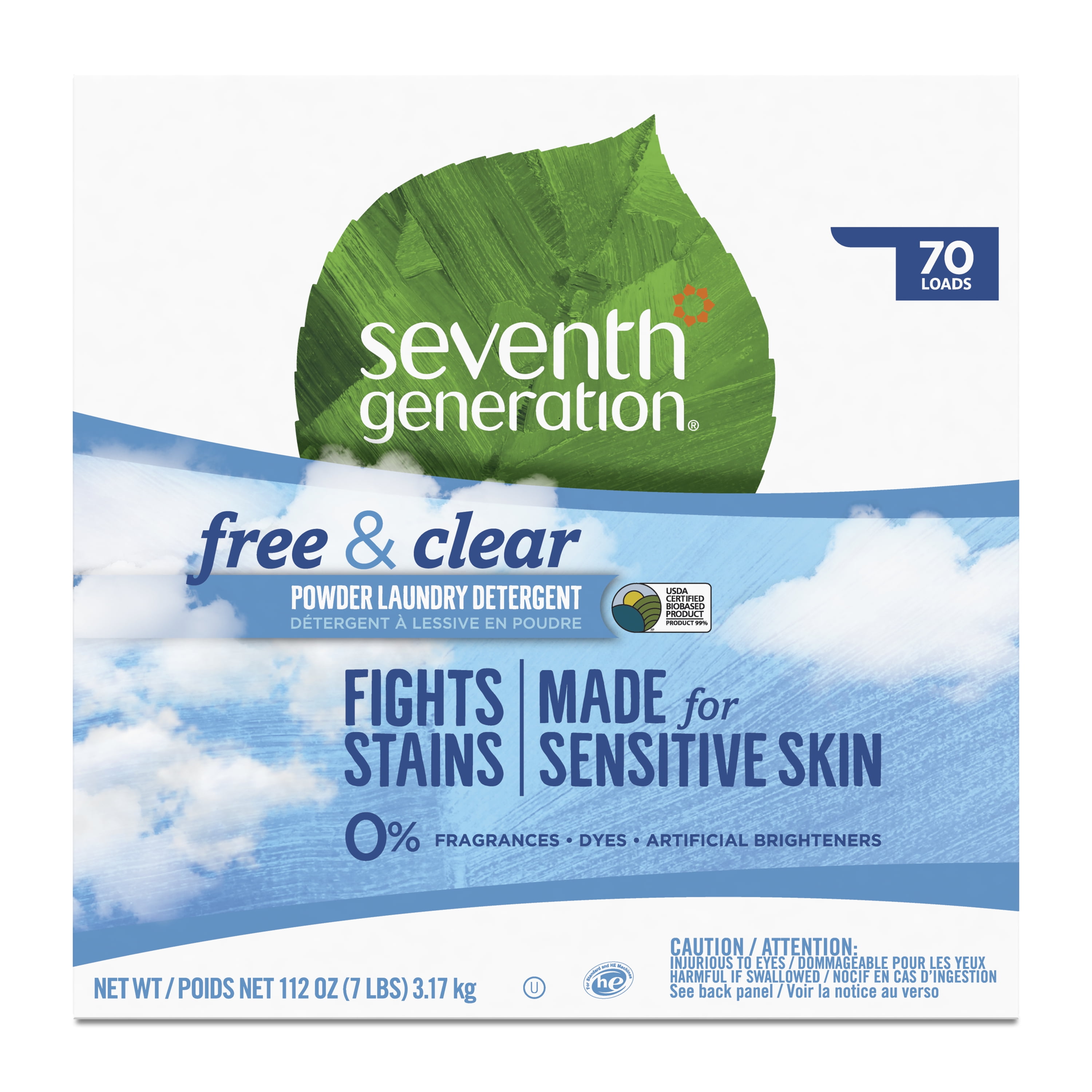 Seventh Generation Free & Clear Powder Laundry Detergent 112 oz ...