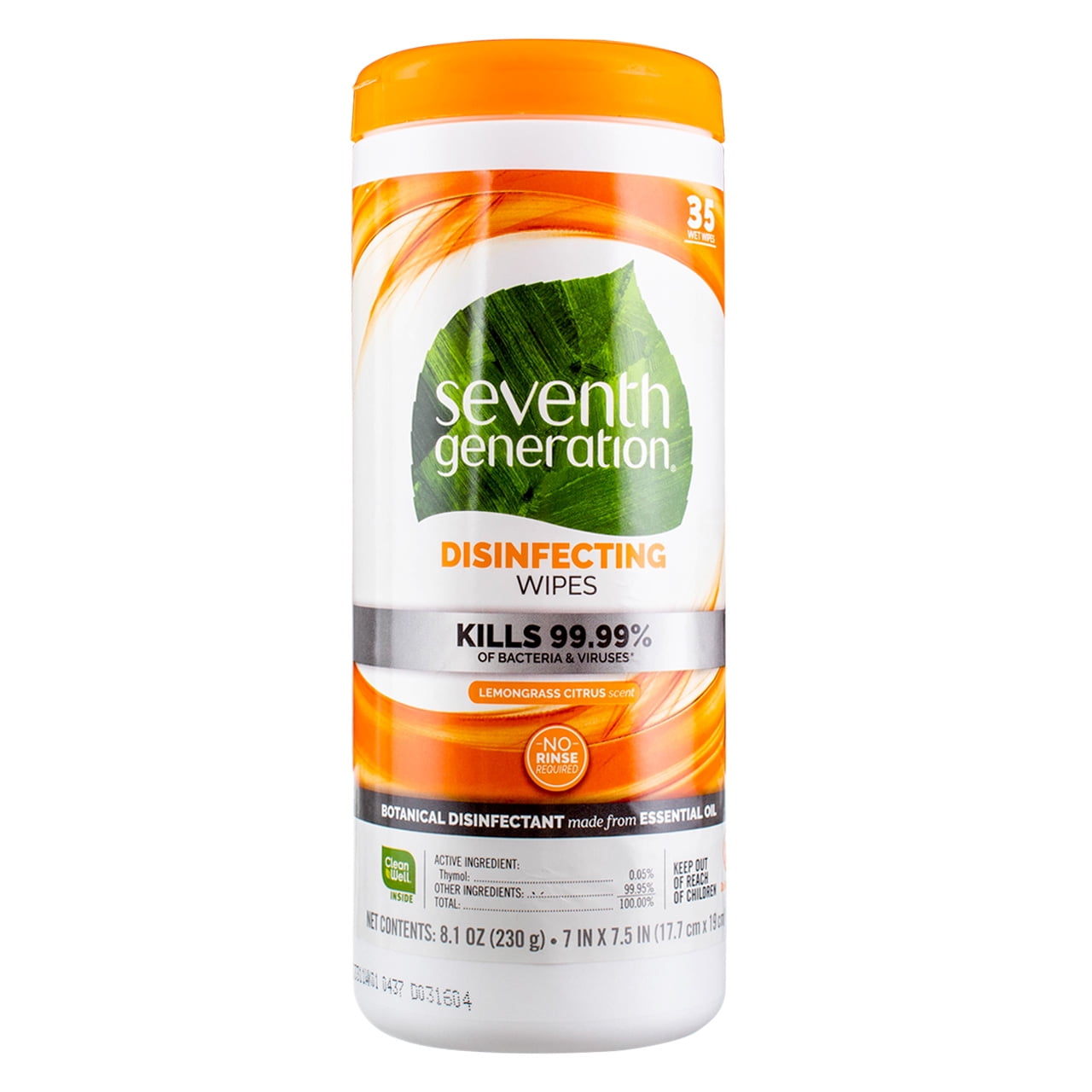 Seventh Generation Multi-Surface Disinfecting Wipes, Lemongrass Citrus ...