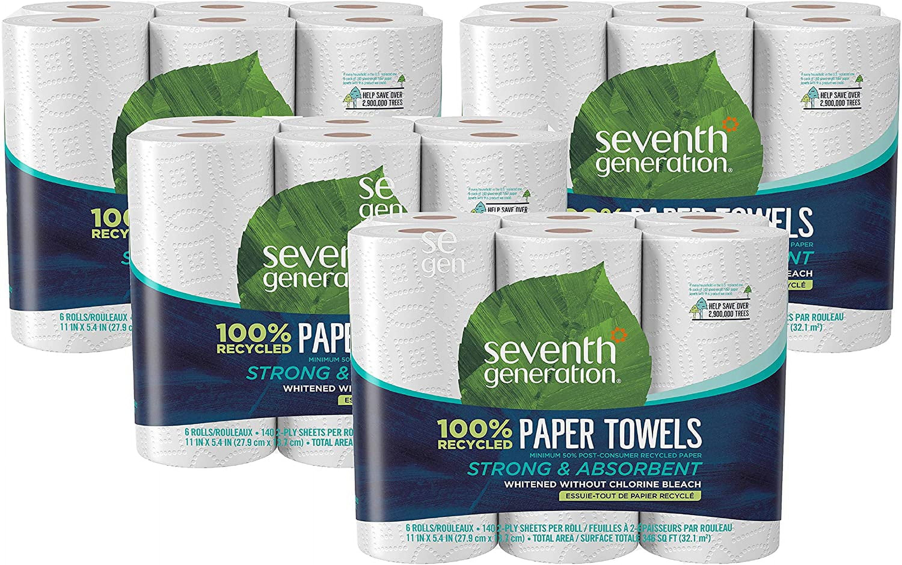 Seventh Generation Paper Towels, 100% Recycled Paper, 2-Ply, 6-Count ...