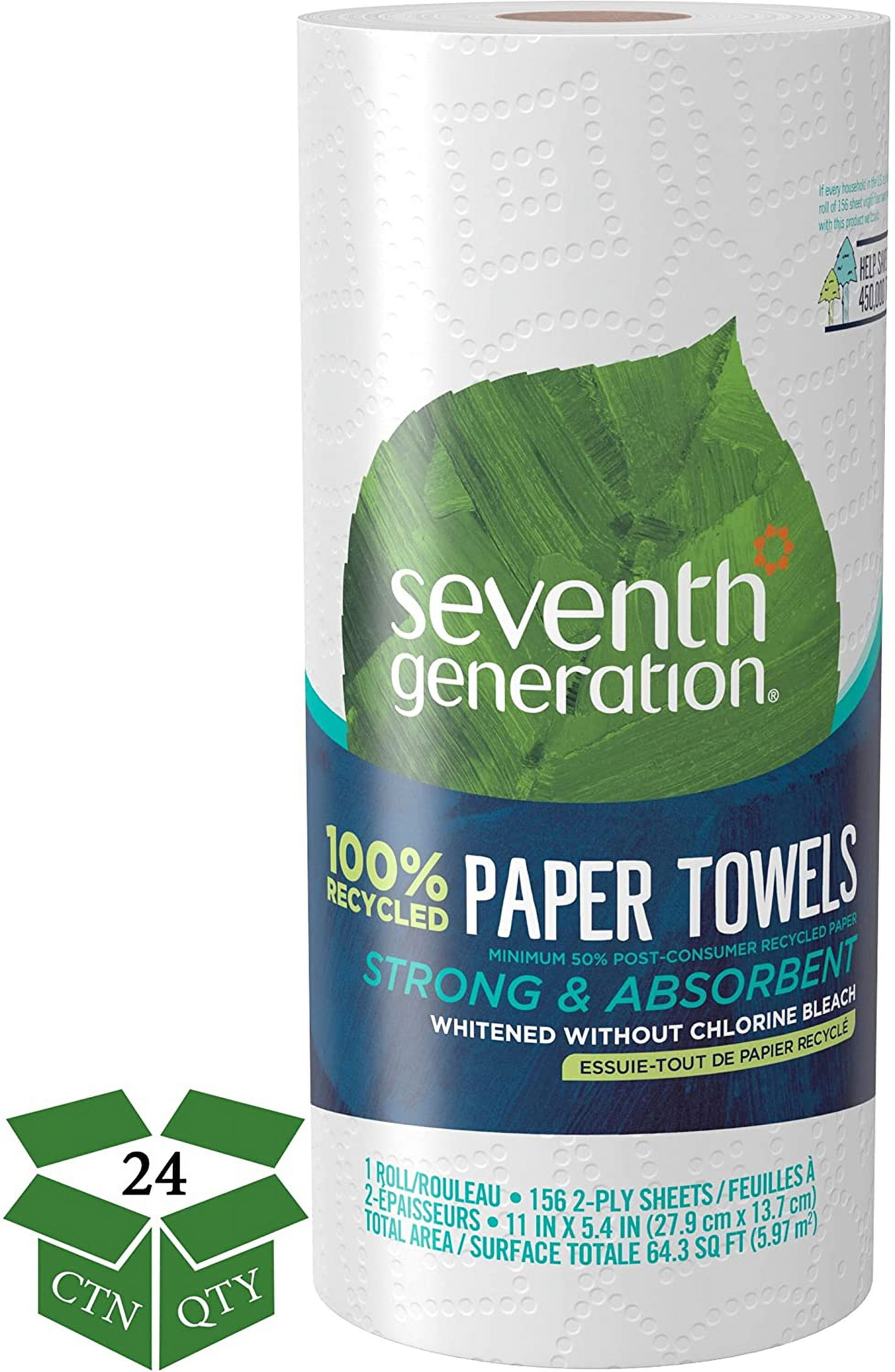 Seventh Generation Paper Towels, 100% Recycled Paper, 2-ply, 24 Rolls ...