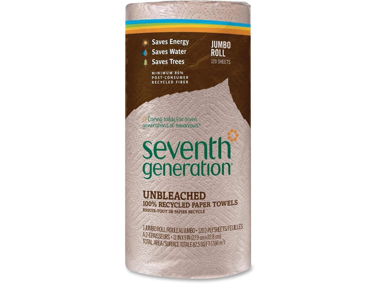 Seventh Generation Paper Towels 100% Recycled Paper, Unbleached 120 ...