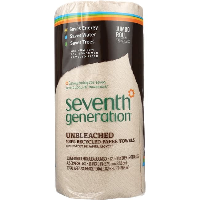 Seventh Generation Paper Towels 100% Recycled Paper, Unbleached 120 ...