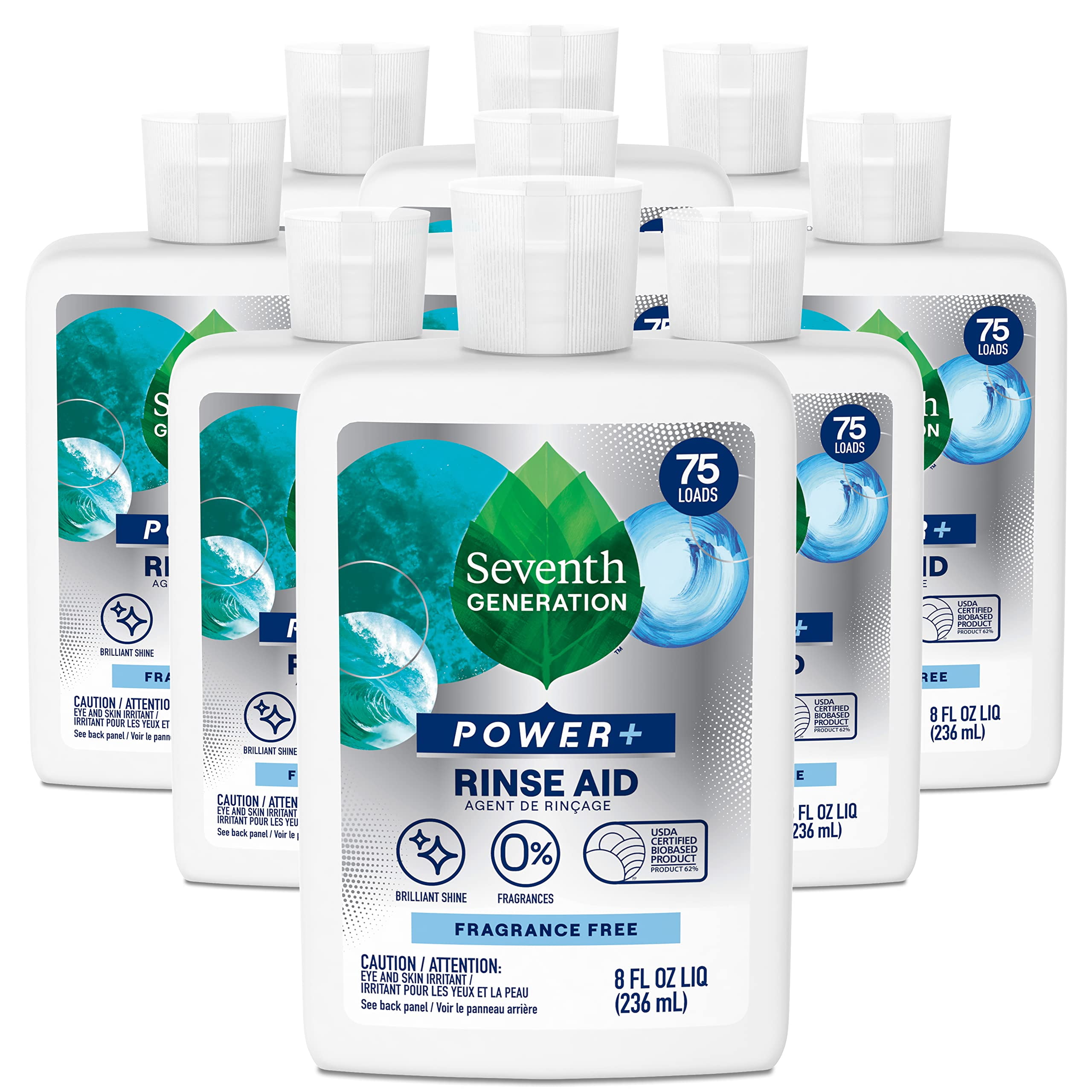 Seventh Generation Power+ Dishwasher Rinse Aid, Fragrance Free, 8 fl oz ...