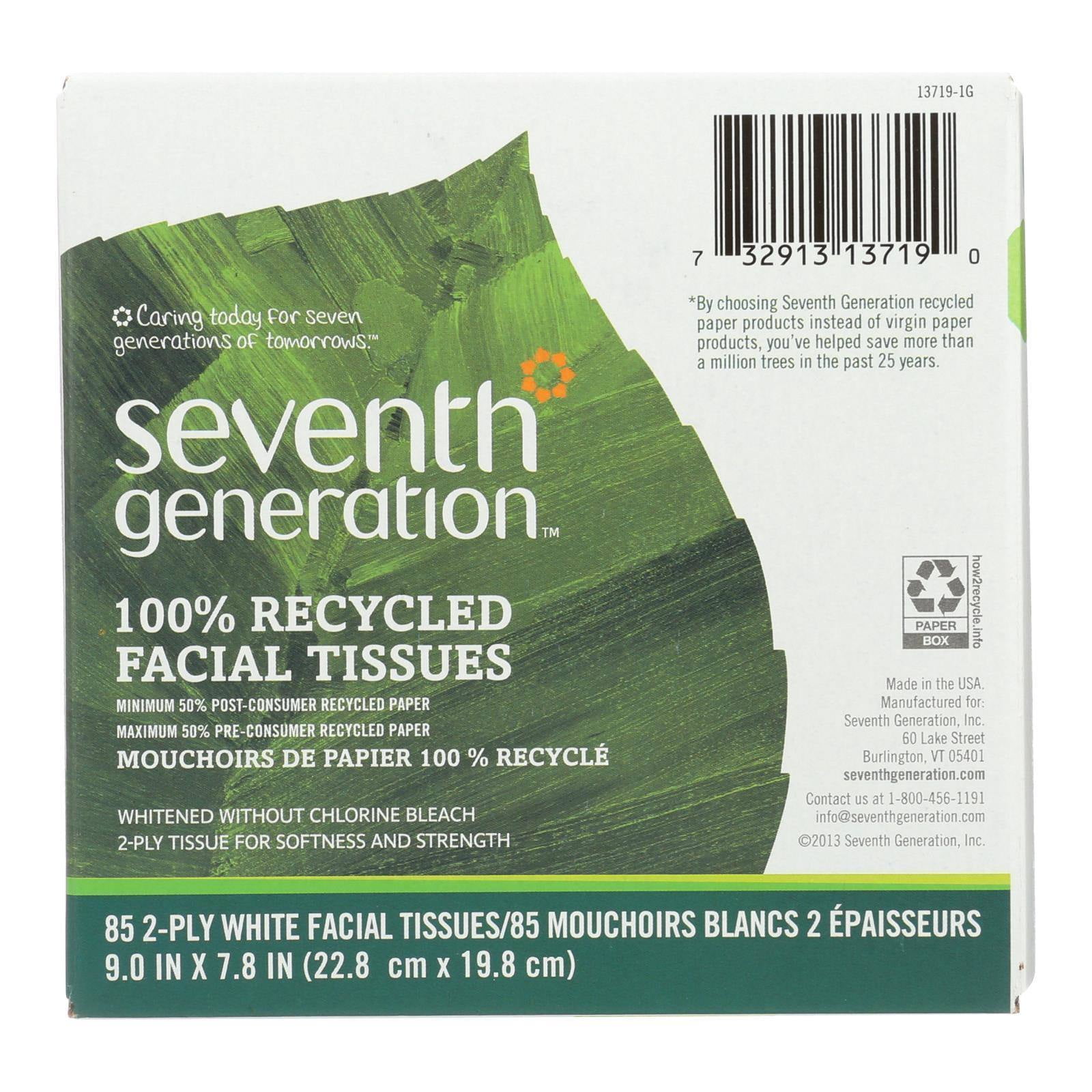 Seventh Generation 2 Ply Recycled Facial Tissue Cube - Household Paper ...