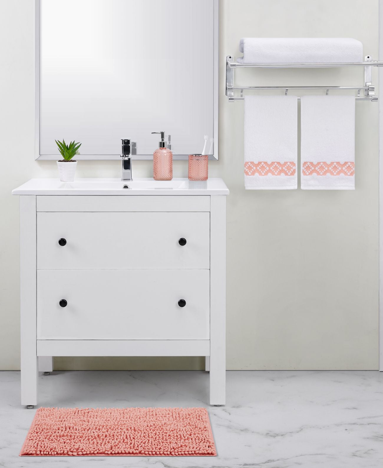 Seventh Studio Dotted Peach 5-Piece Bath Set Bedding, Coral - Walmart.com