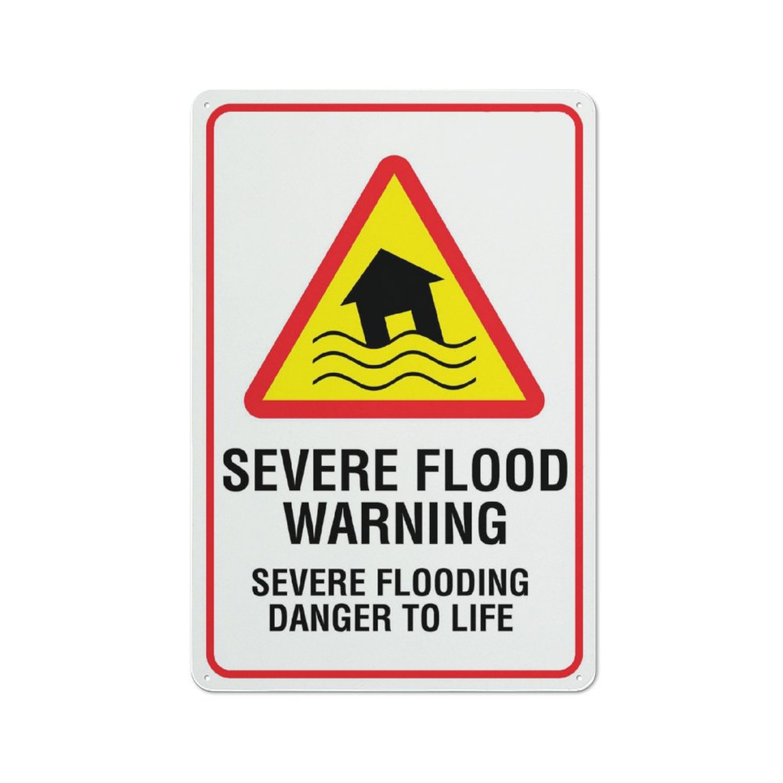 Severe Flood Warning Sign 12X8 Inch Aluminum Uv Ink Printed For House ...