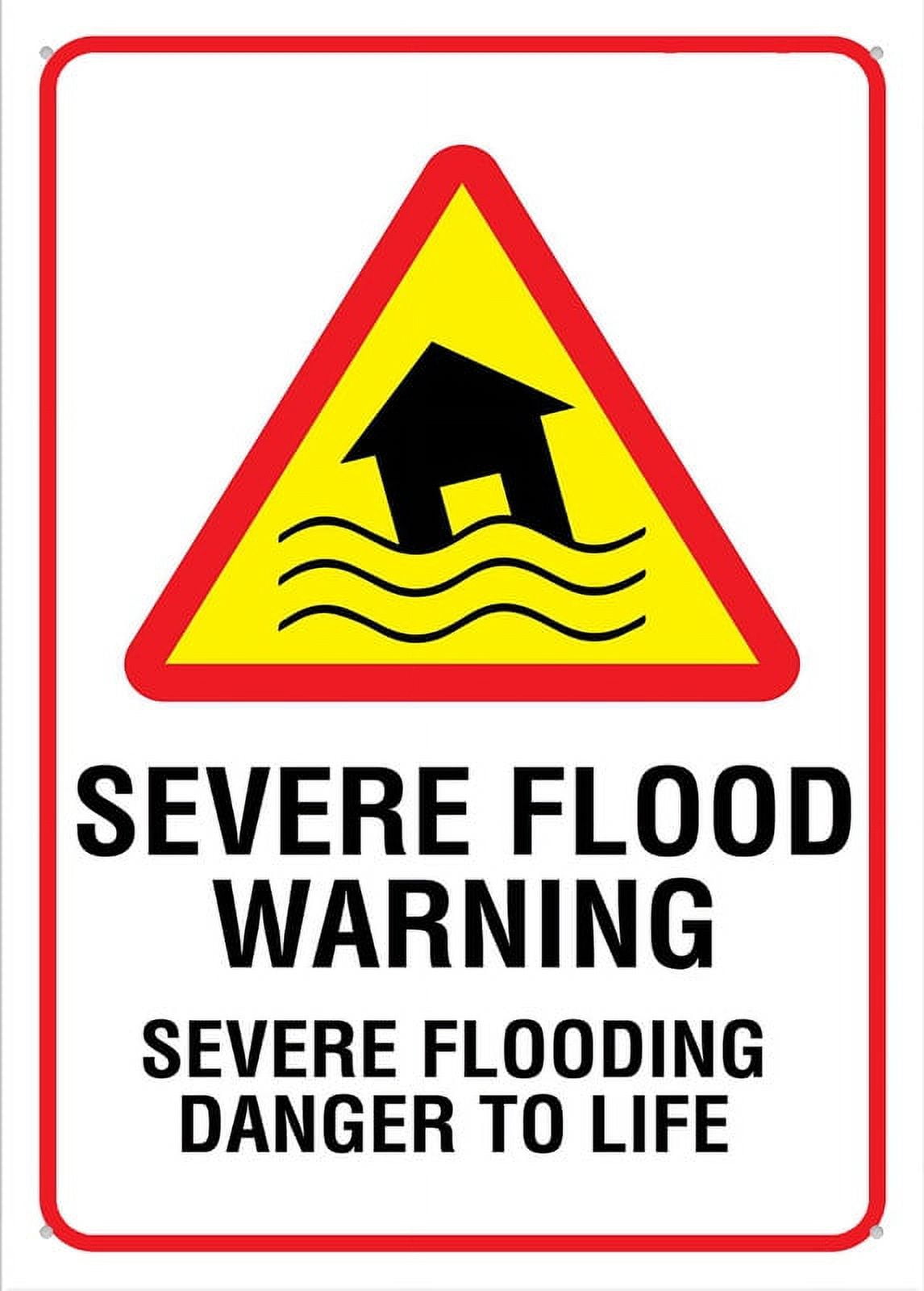 Severe Flood Warning Sign For Business 8"X12" Rust Free Aluminum Uv ...