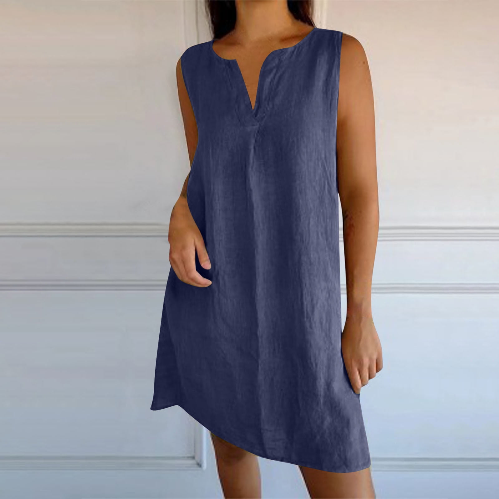 Sevevn Fashion Women's Summer Casual V-Neck Short Sleeve Solid Beach ...
