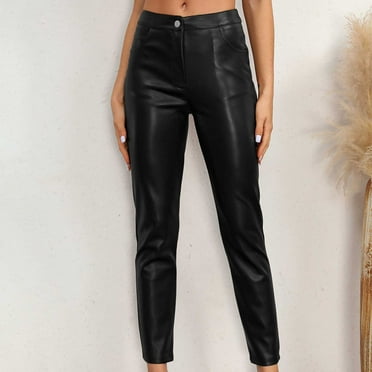 HDE Women's Plus Size High Waisted Faux Leather Pants with Pockets ...