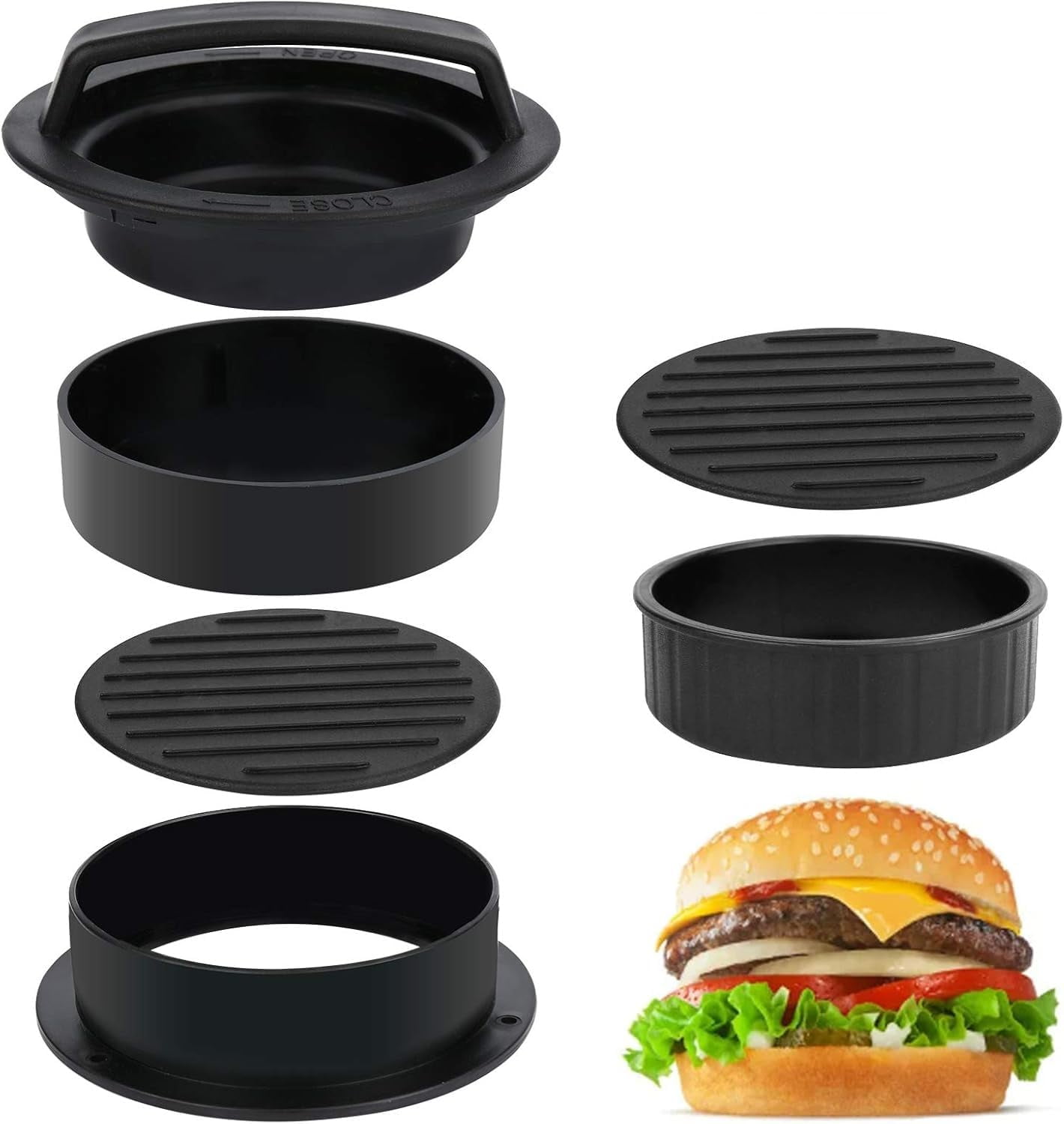 Sevia Burger Press Patty Maker NonStick Adjustable Design Easily Create ...
